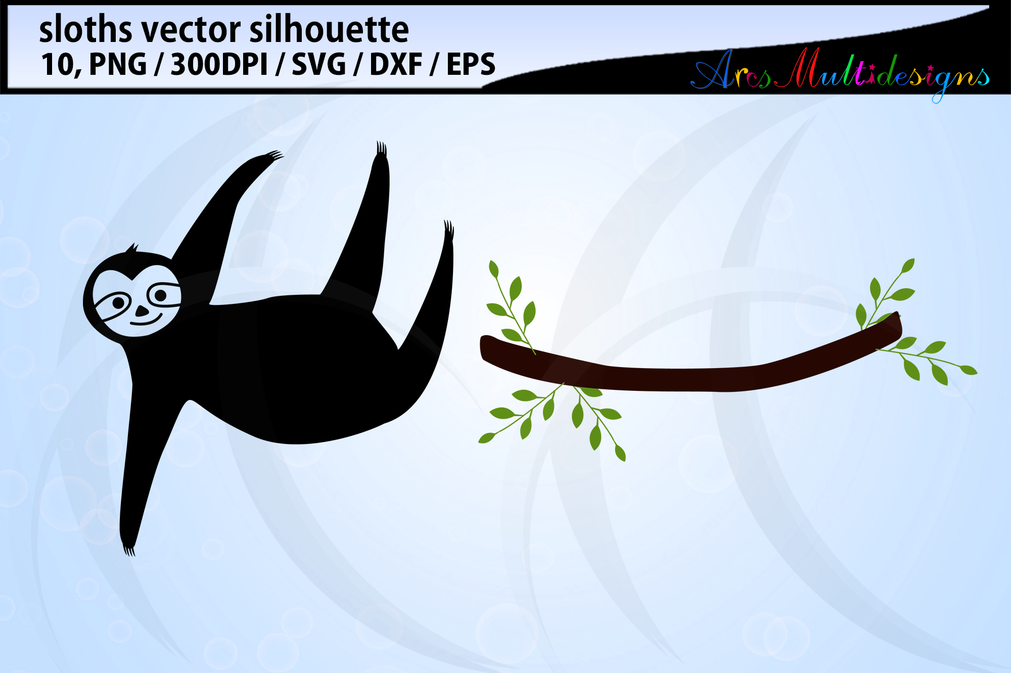 Sloth svg silhouette / hanging sloth silhouette / vector