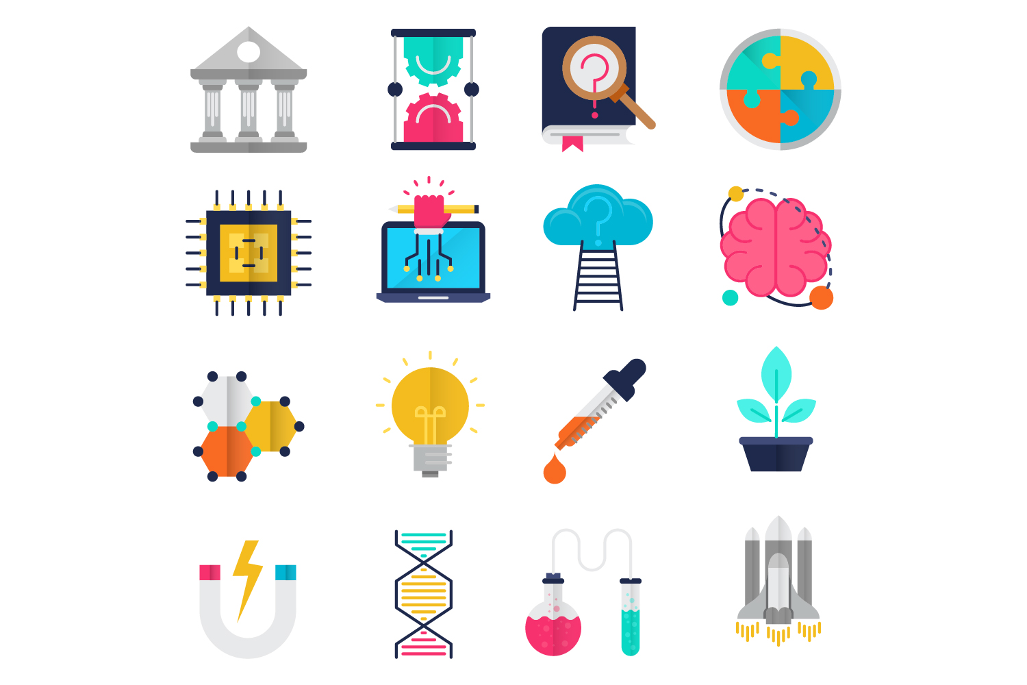 Science flat icons set (129032) | Icons | Design Bundles