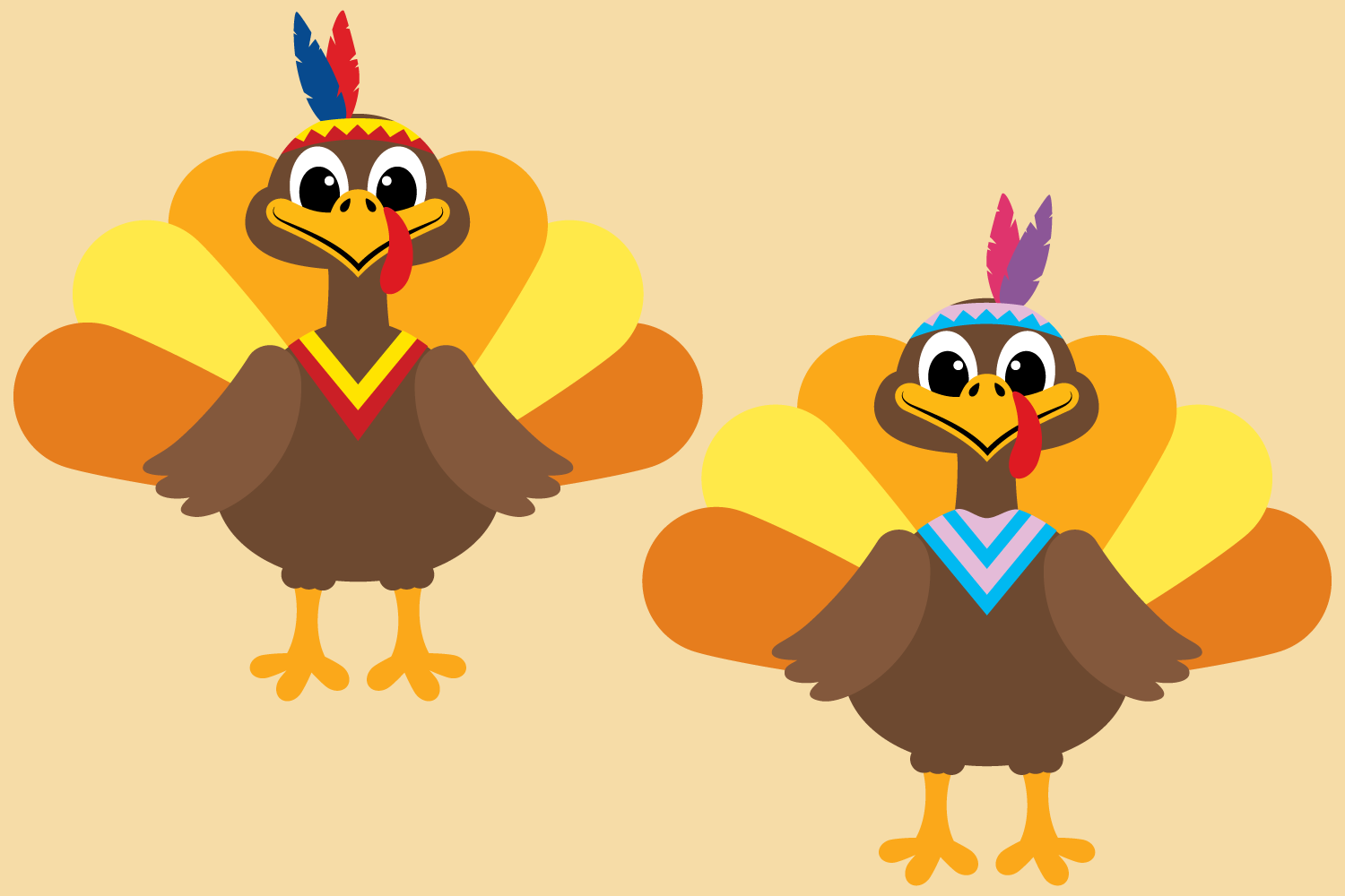 Cute Thanksgiving Native American Turkey SVG Cut Files