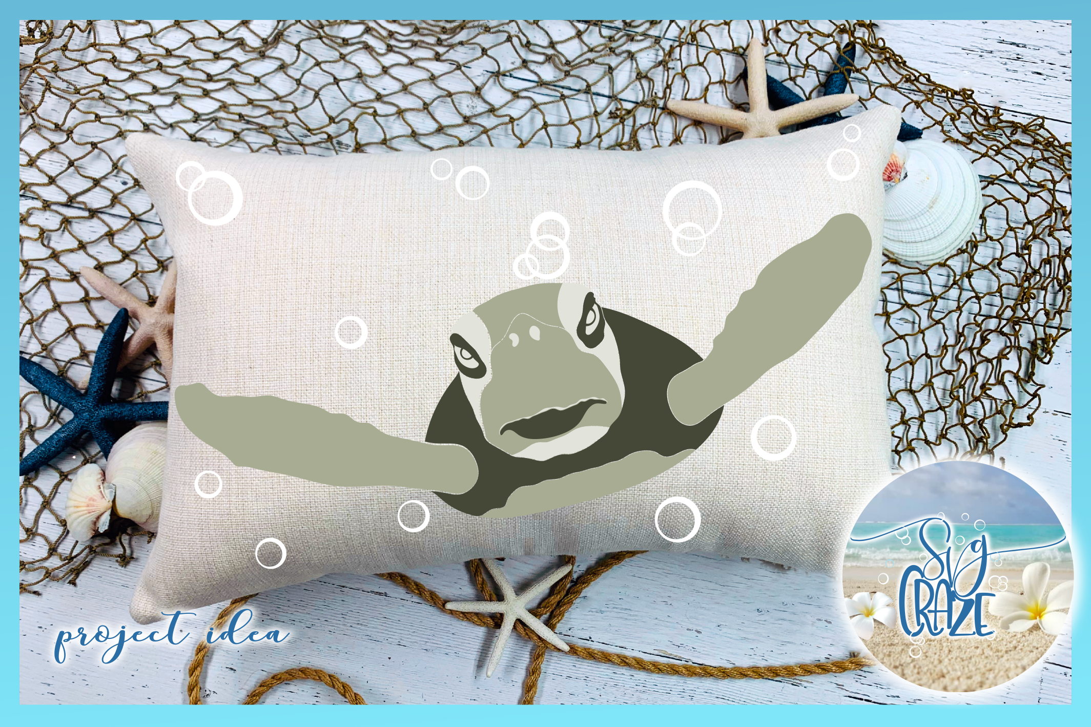 Sea Turtle Swimming With Bubbles SVG (175218) | SVGs | Design Bundles