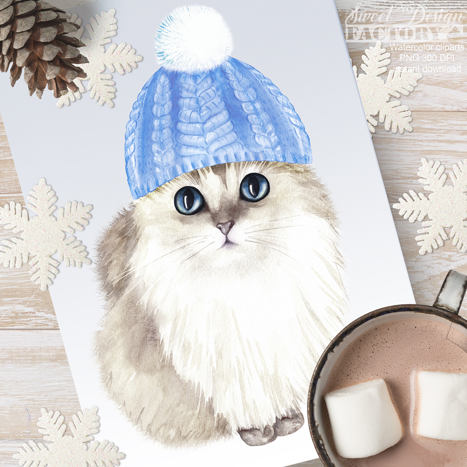 Winter cats clipart (169144) | Illustrations | Design Bundles