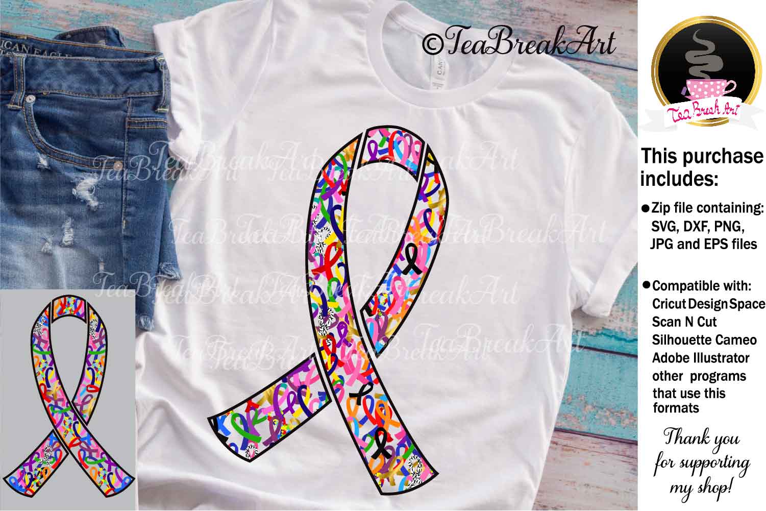 Multicolor Ribbon All Cancer Awareness Cutting File 1016 (334276 ...
