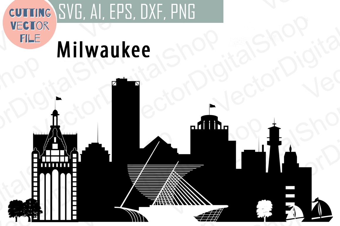 Milwaukee Vector, Wisconsin Skyline USA city, SVG, JPG, PNG, DWG, CDR ...