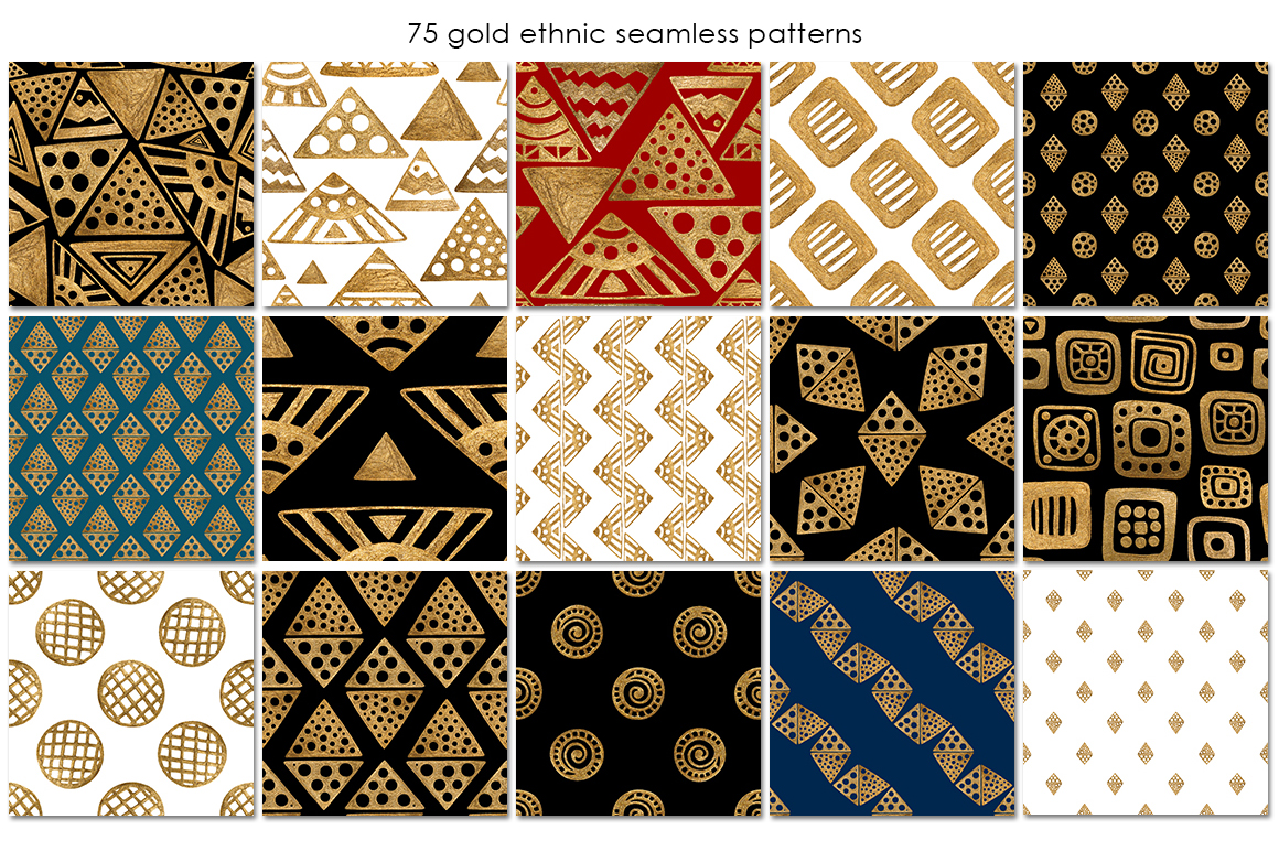 GOLD ETHNIC patterns (213653) | Patterns | Design Bundles