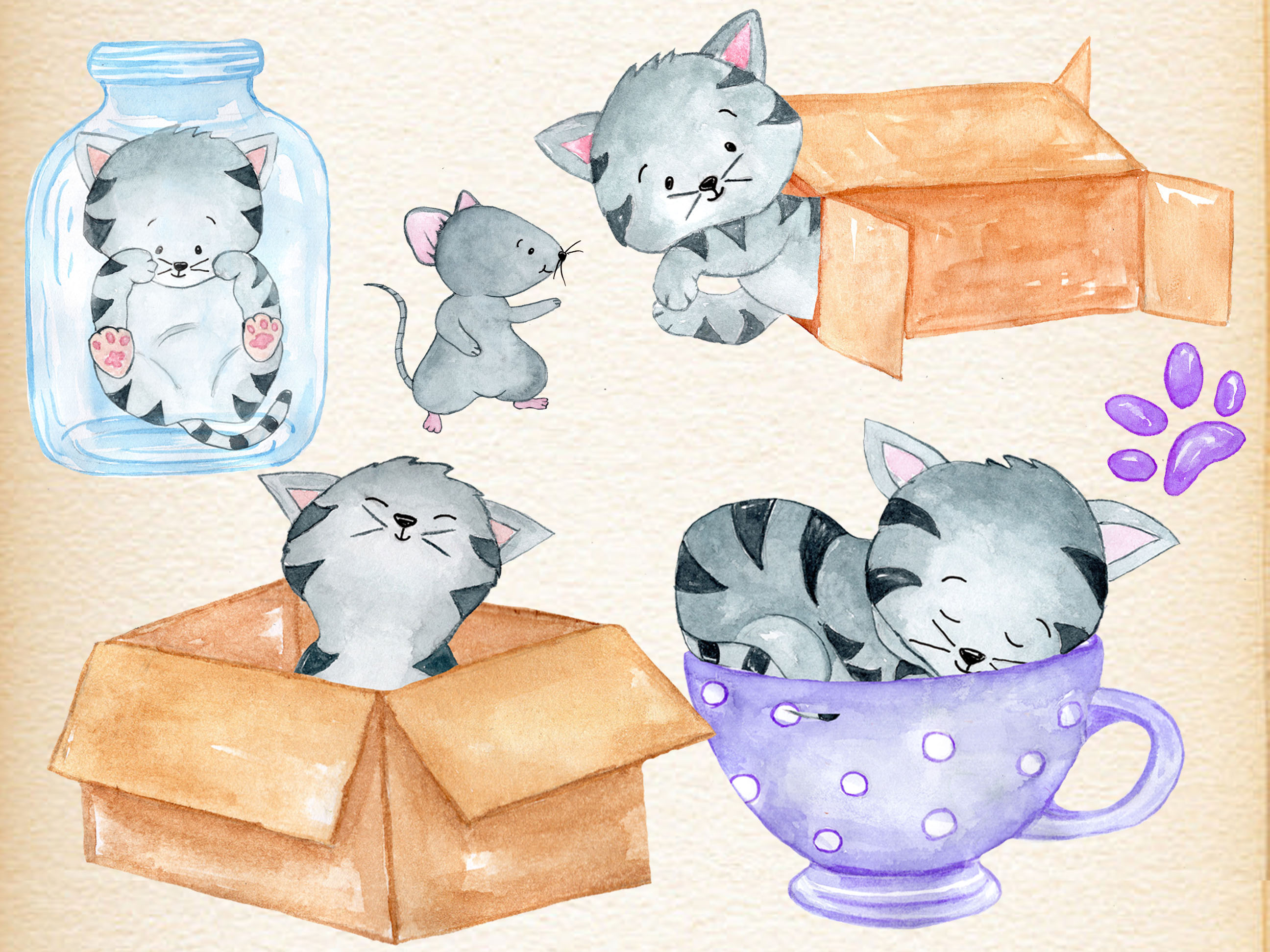 Watercolor Cats clipart