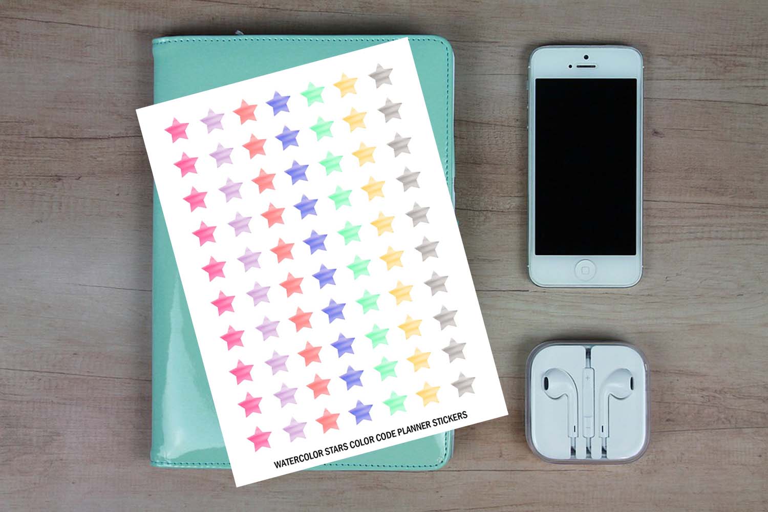 Watercolor Stars Color Coding Dot Planner Stickers- Mini Dot