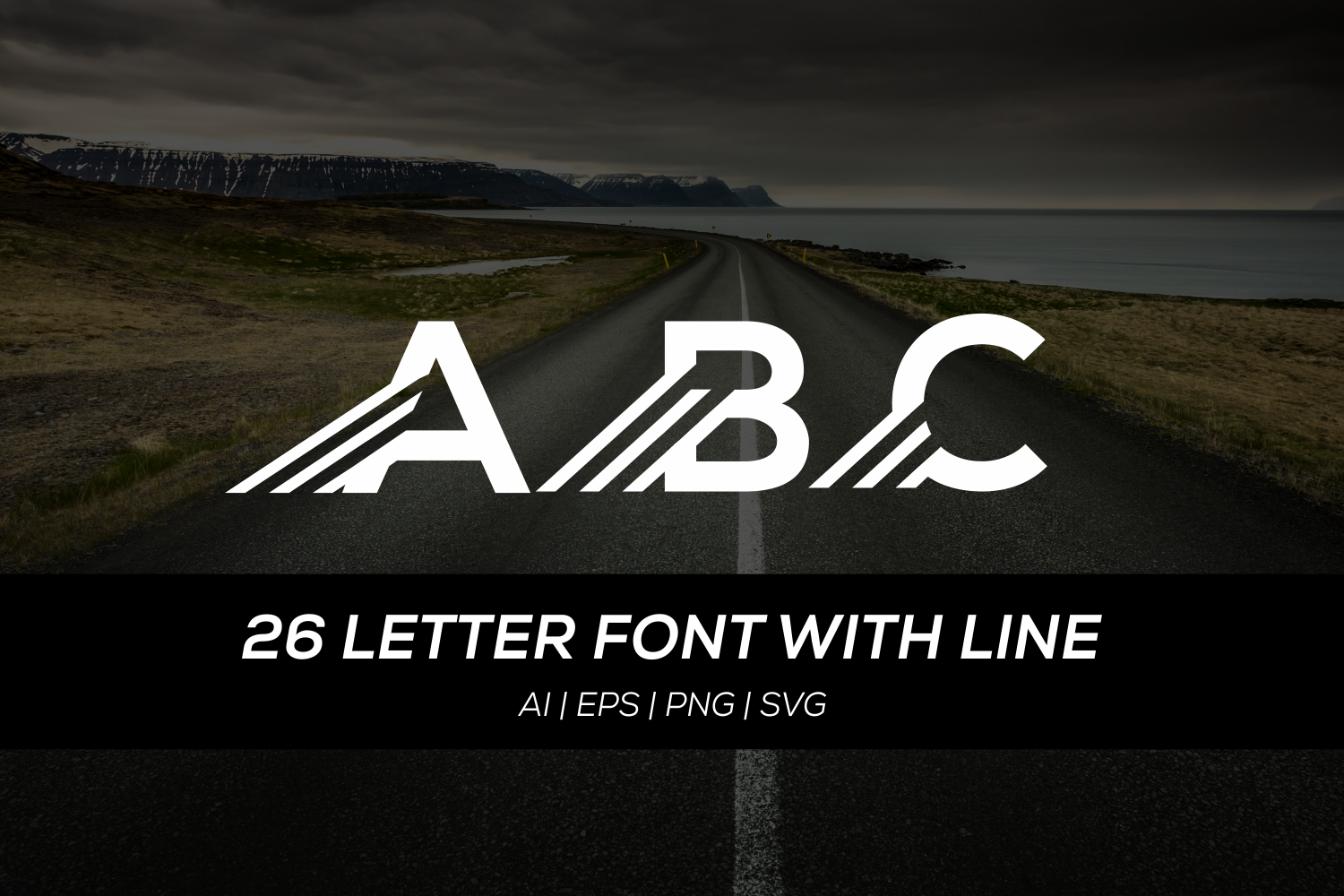 26 letter font with fast line (39165) | Illustrations | Design Bundles