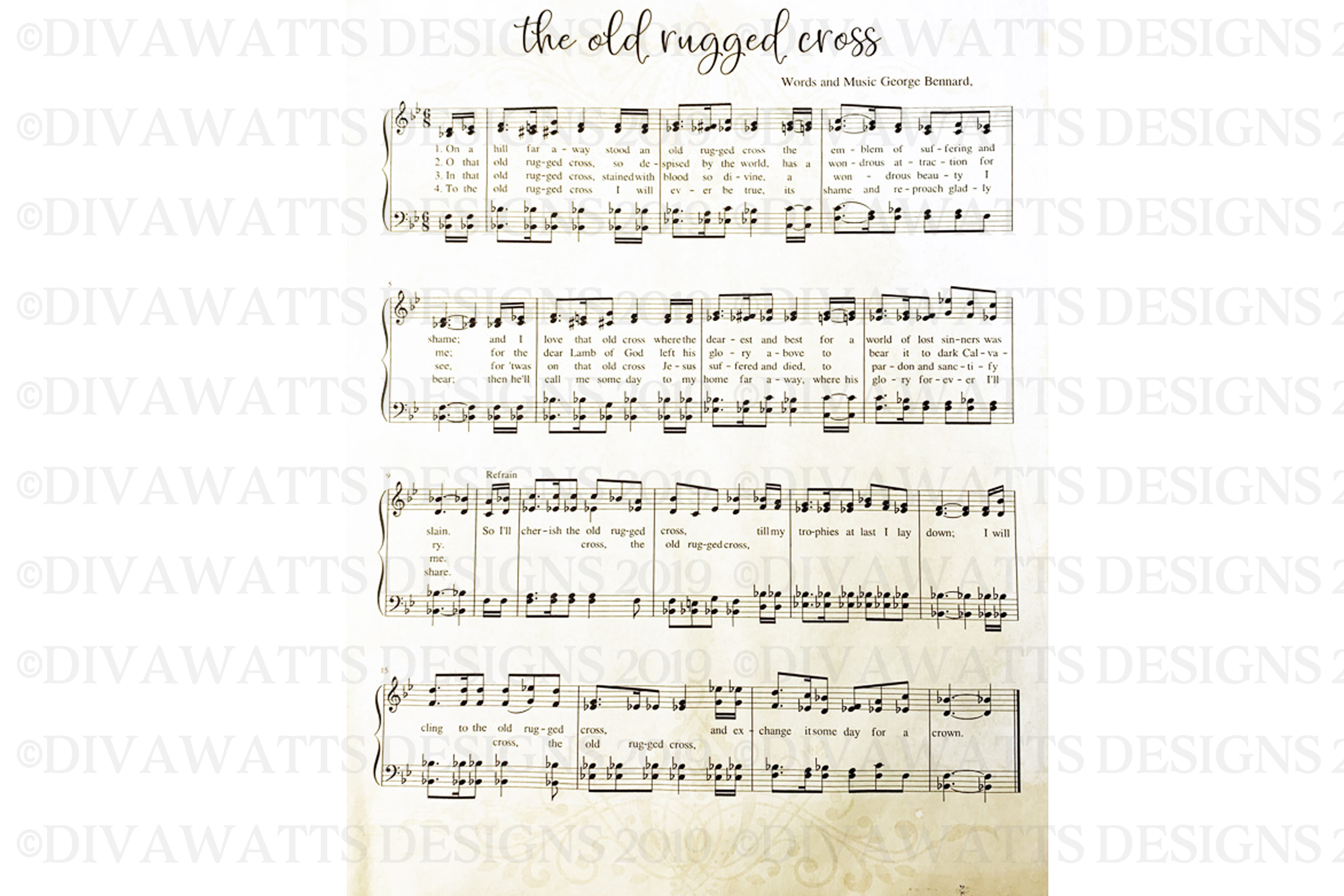 Printable - Set of 3 Christian Hymn Sheet Music Songs Art