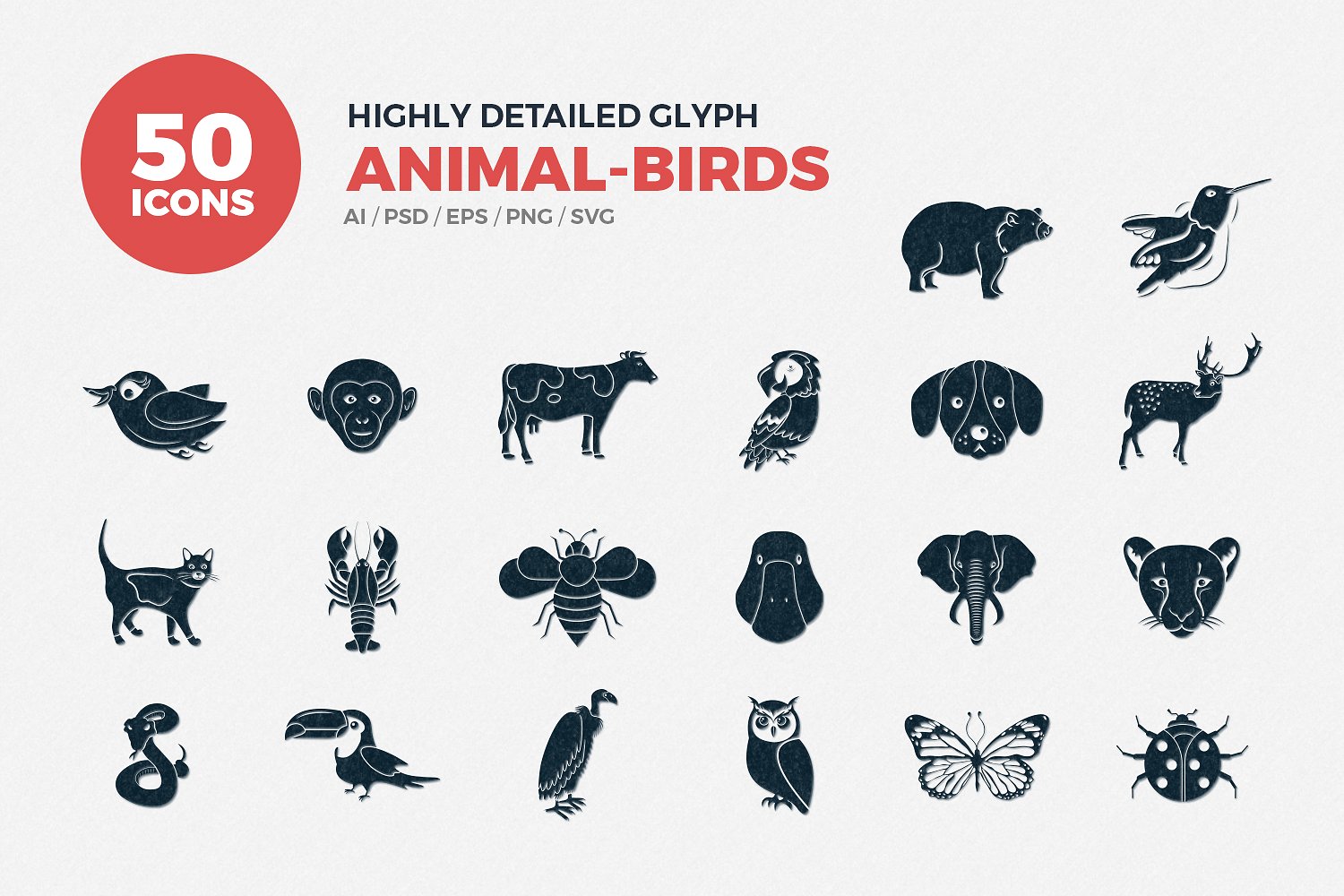 Glyph Animals Icons Set