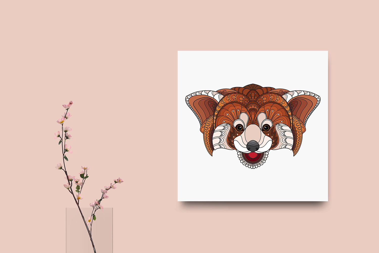 ZENTANGLE STYLIZED RED PANDA HEAD (193189) | Illustrations | Design Bundles