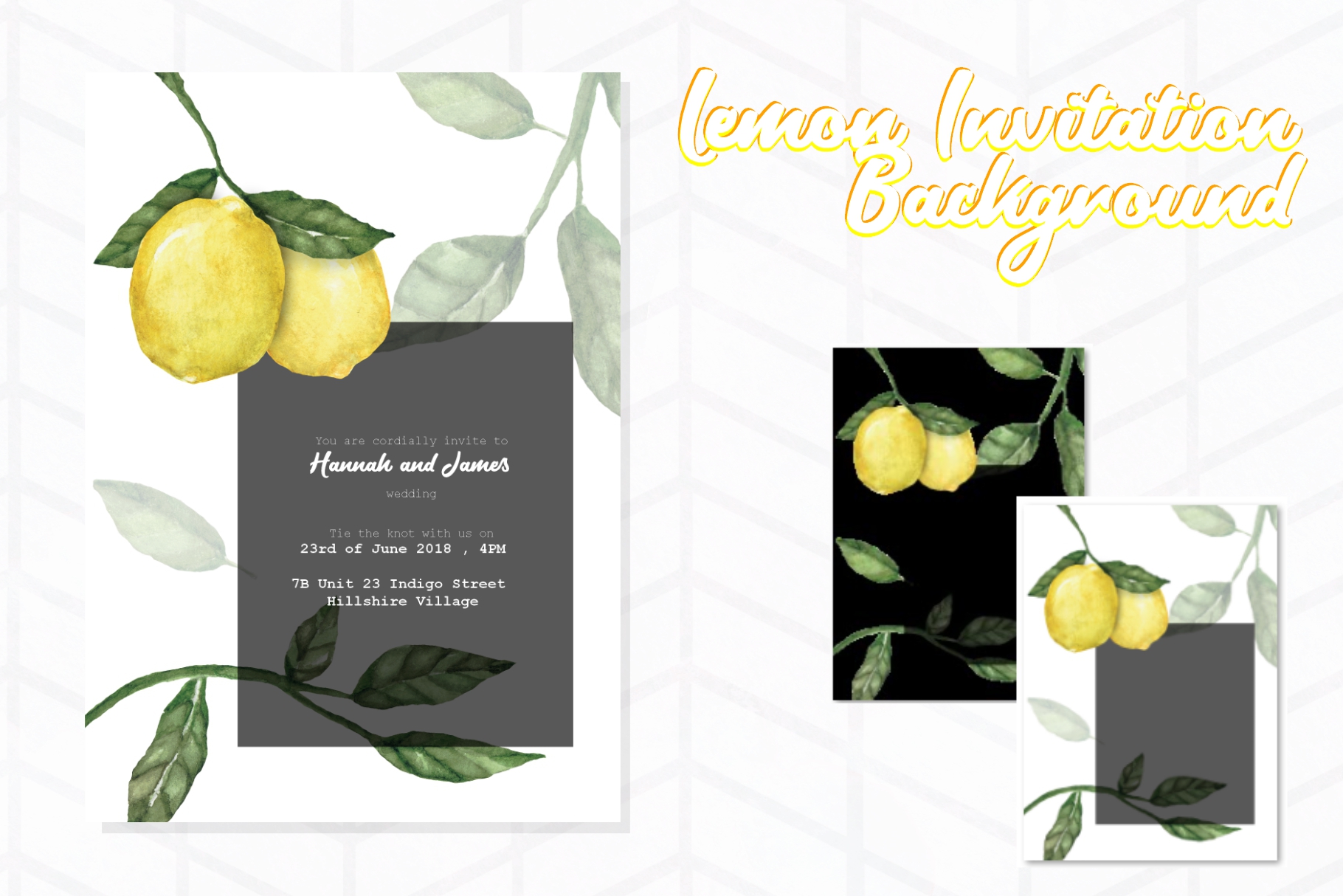 Lemon Invitation Background (105398) | Invitations | Design Bundles
