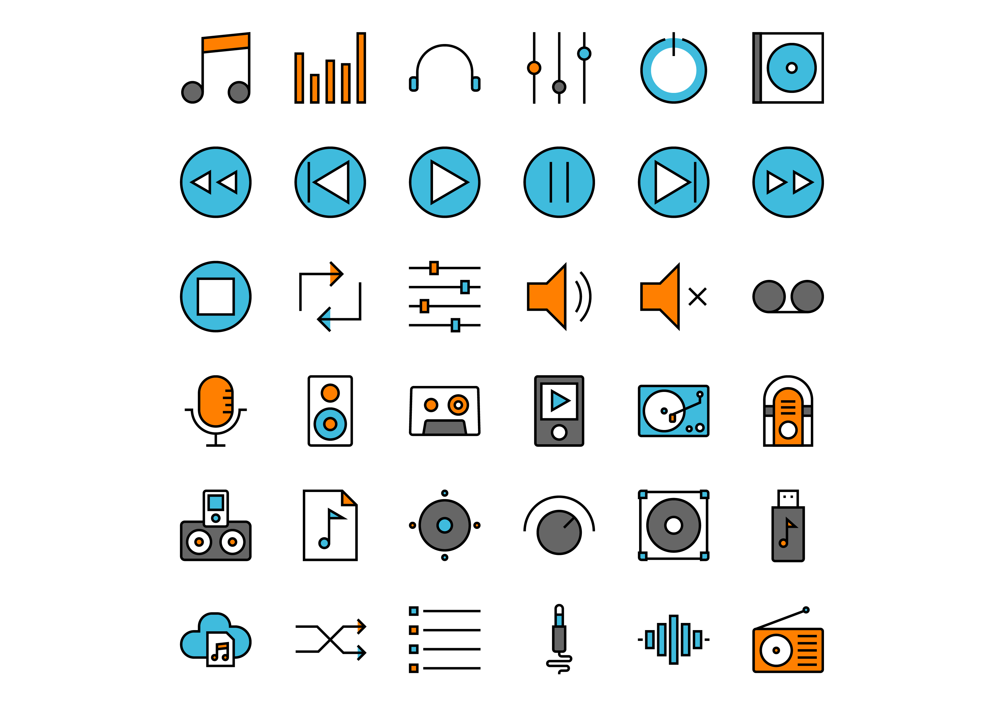 Music User Interface Icons (70524) | Icons | Design Bundles