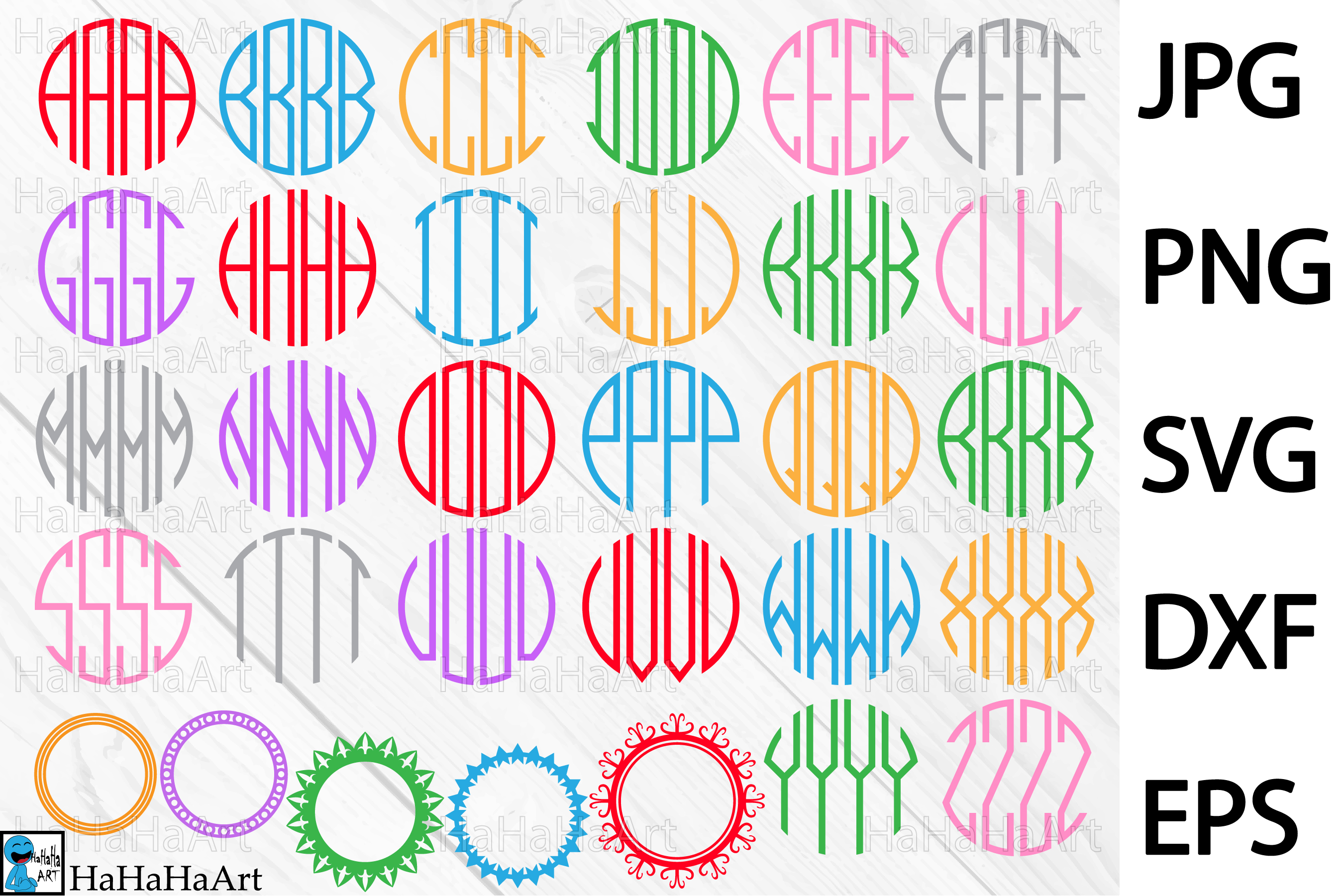 Circle Monogram Alphabet - Clip art / Cutting Files - 71c