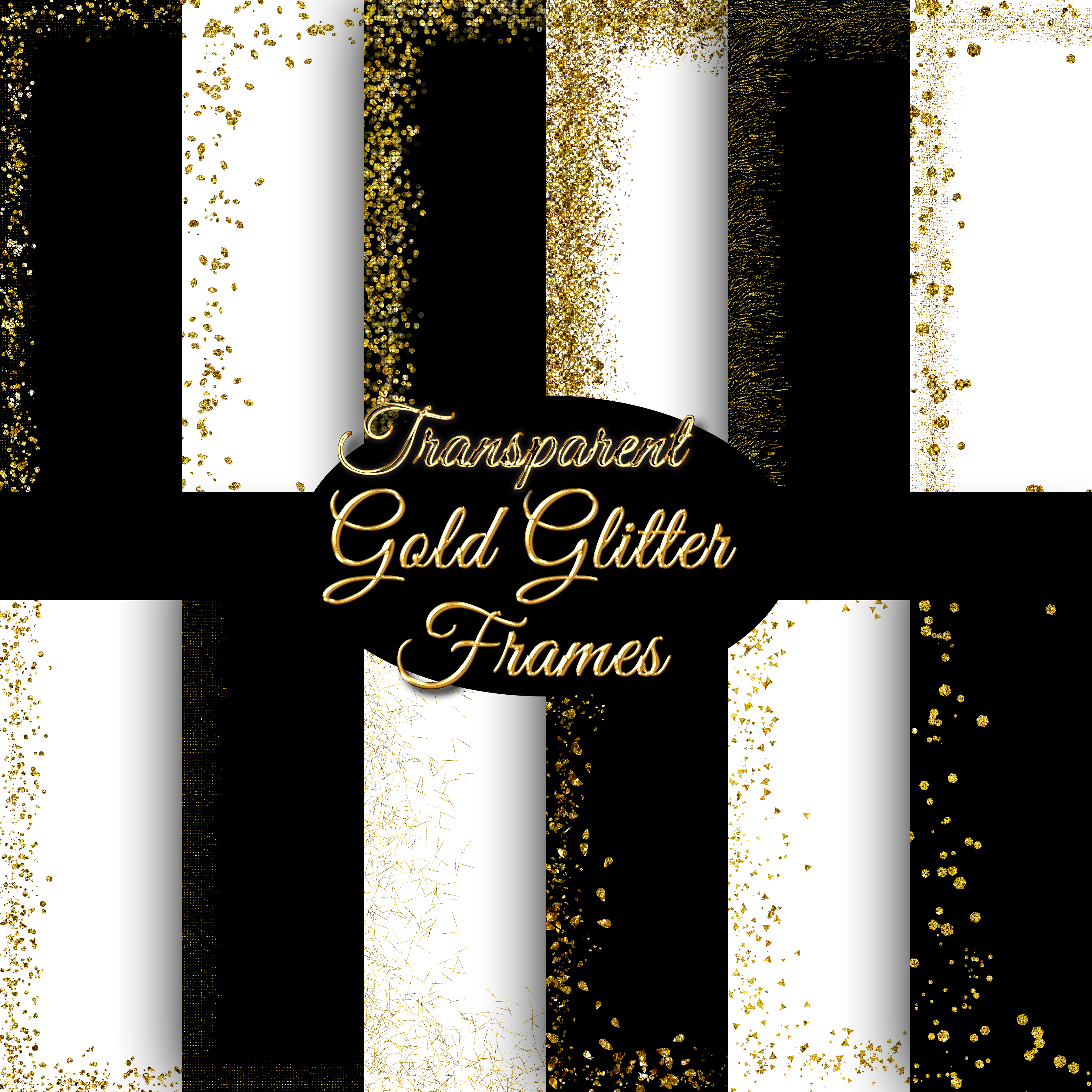 Transparent Gold Glitter Frames