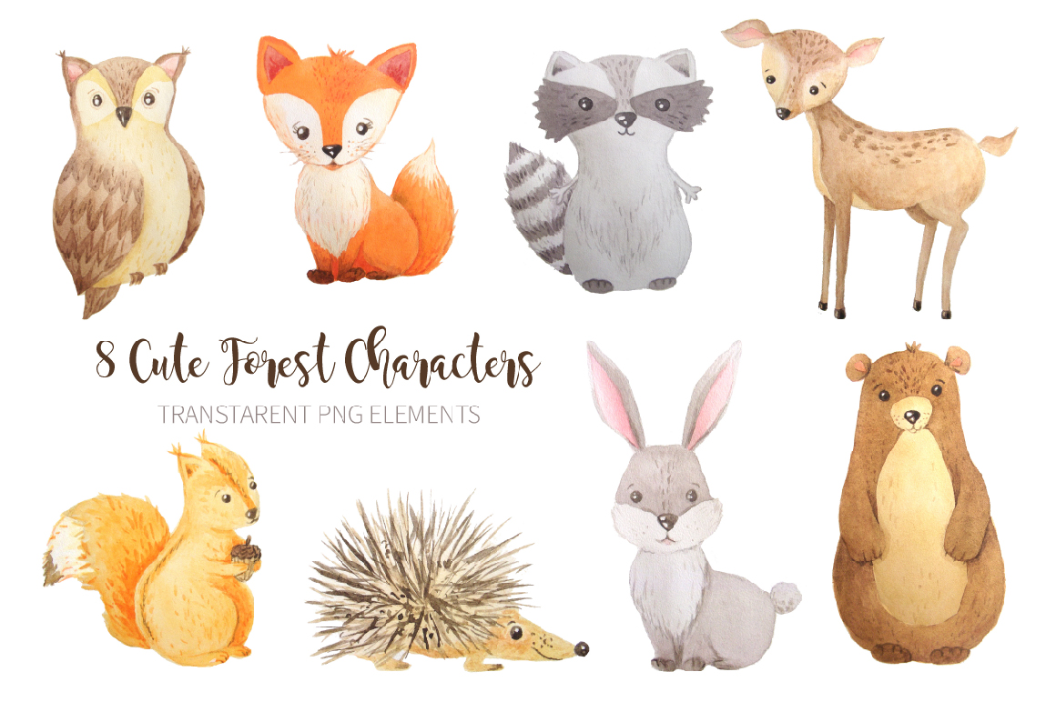 Watercolor Forest Animals