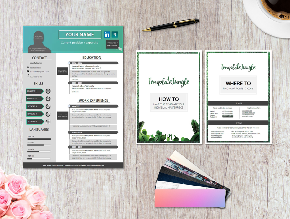Modern Resume Template - CREATIVE - Professional CV Template for Word ...