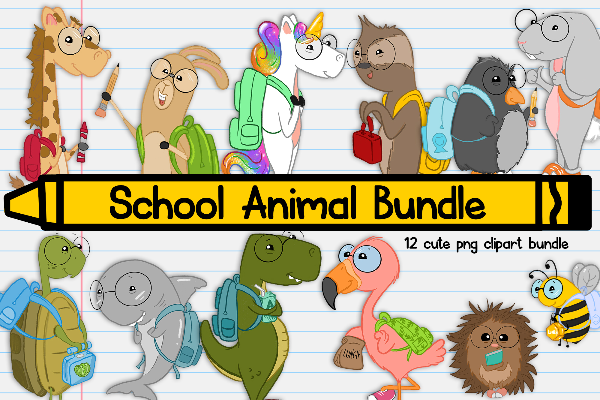 School Animals| Back to School Illustration| School Clipart