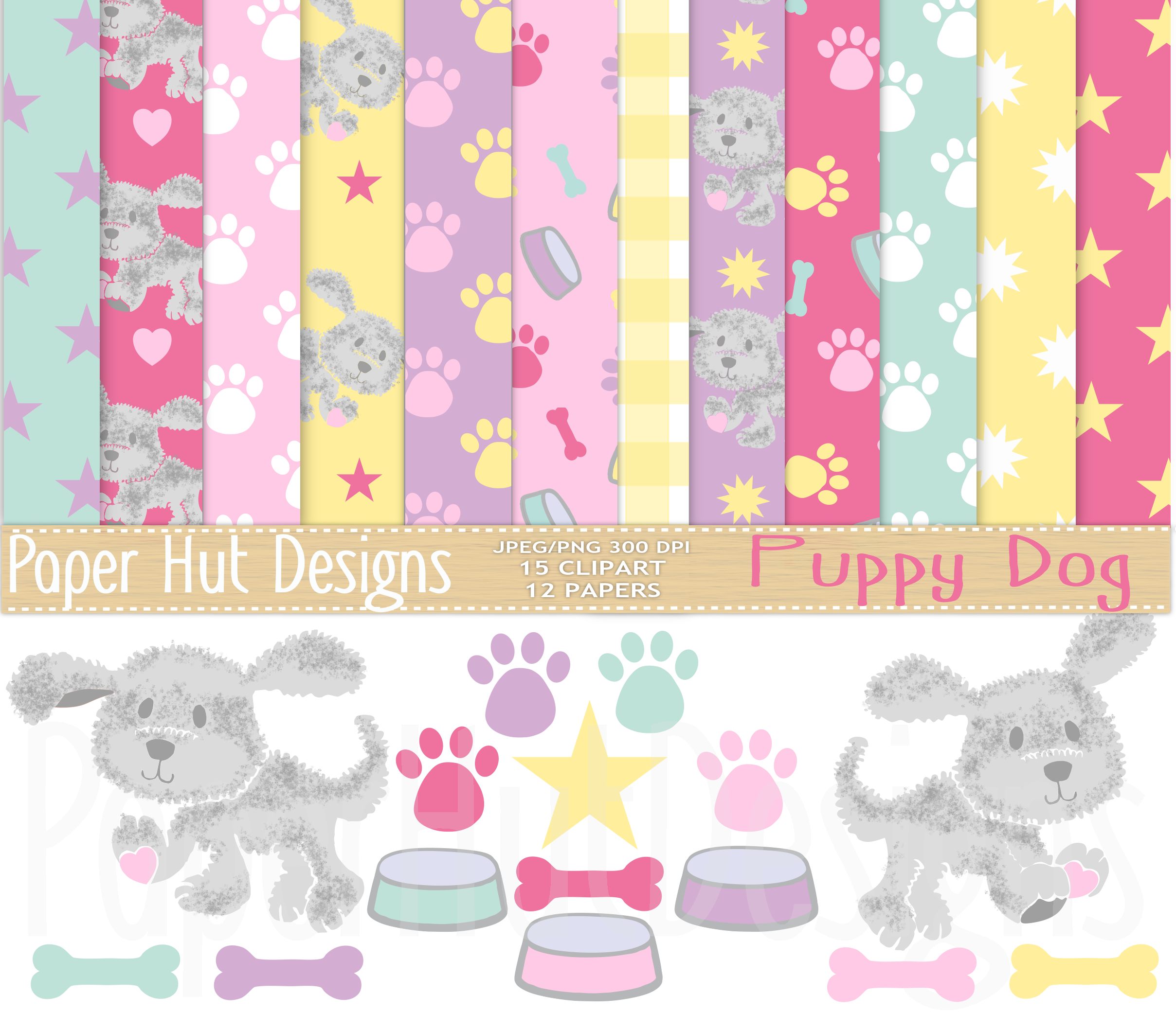 Puppy Dog Clipart and Dog Digital Papers (65308) | Characters | Design ...