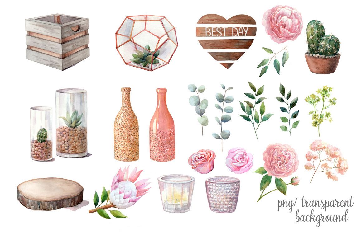 Watercolor rustic set. (531612) | Illustrations | Design Bundles