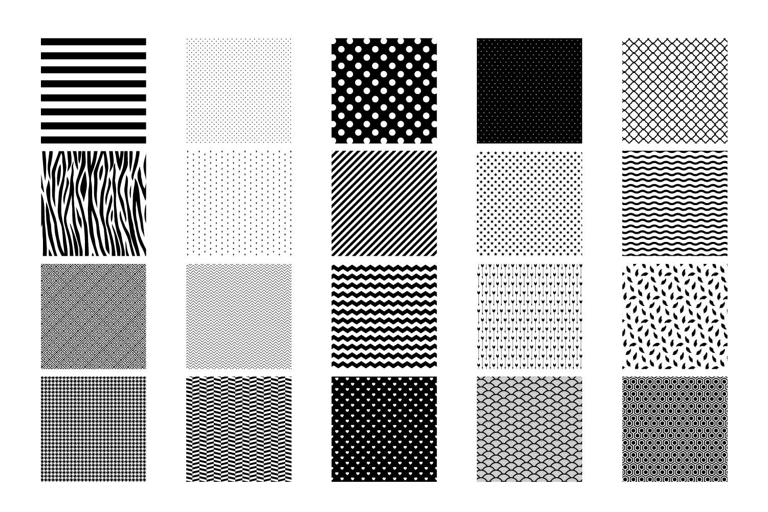 Black & White Pattern Digital Papers - 20 papers