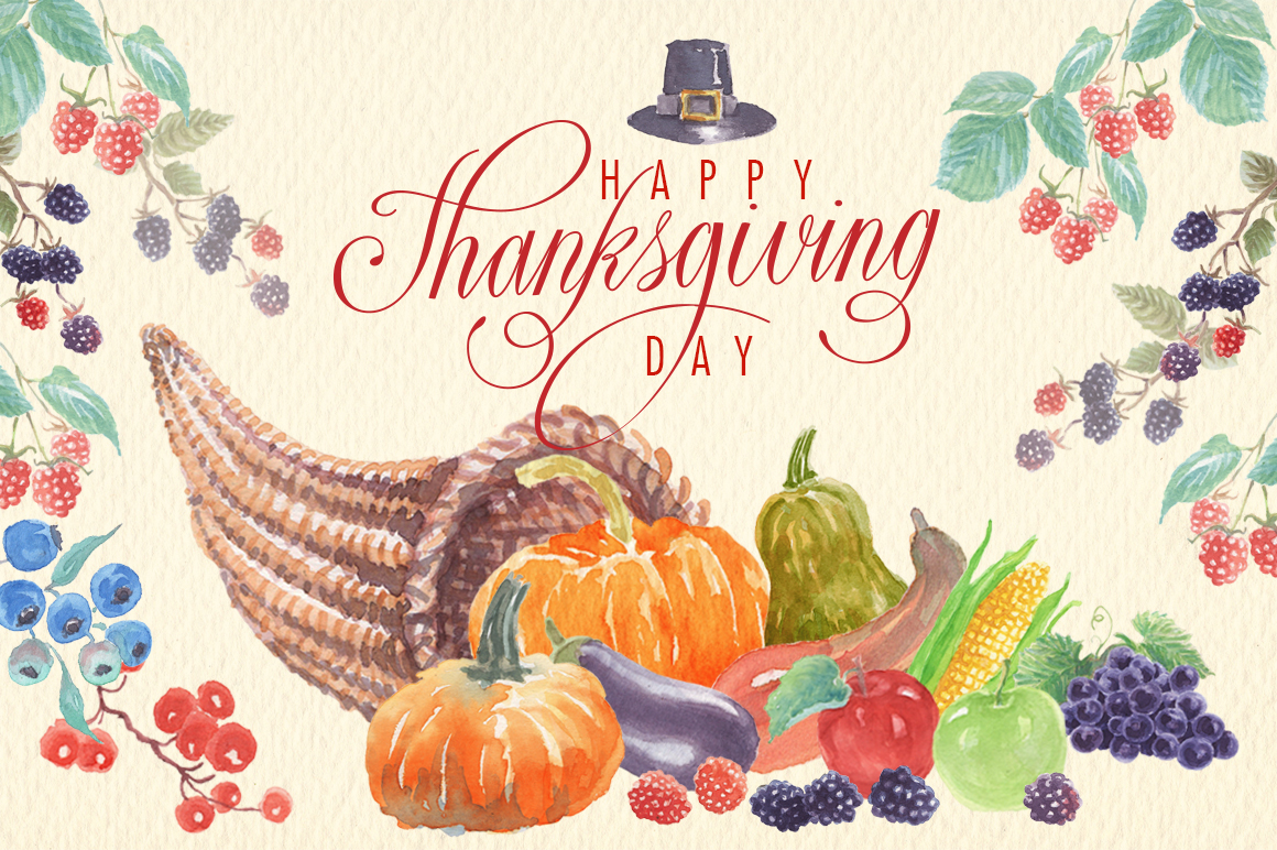 Thanksgiving watercolor clipart set