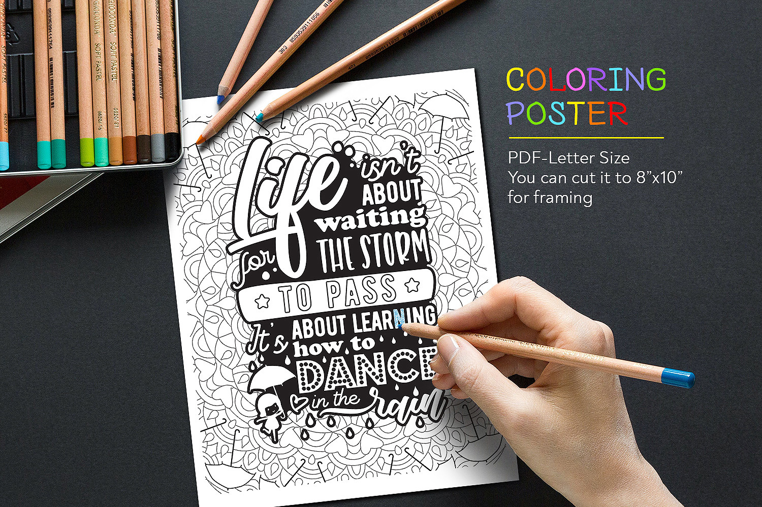 Coloring Anti-Stress Quote (537286) | Coloring Pages | Design Bundles