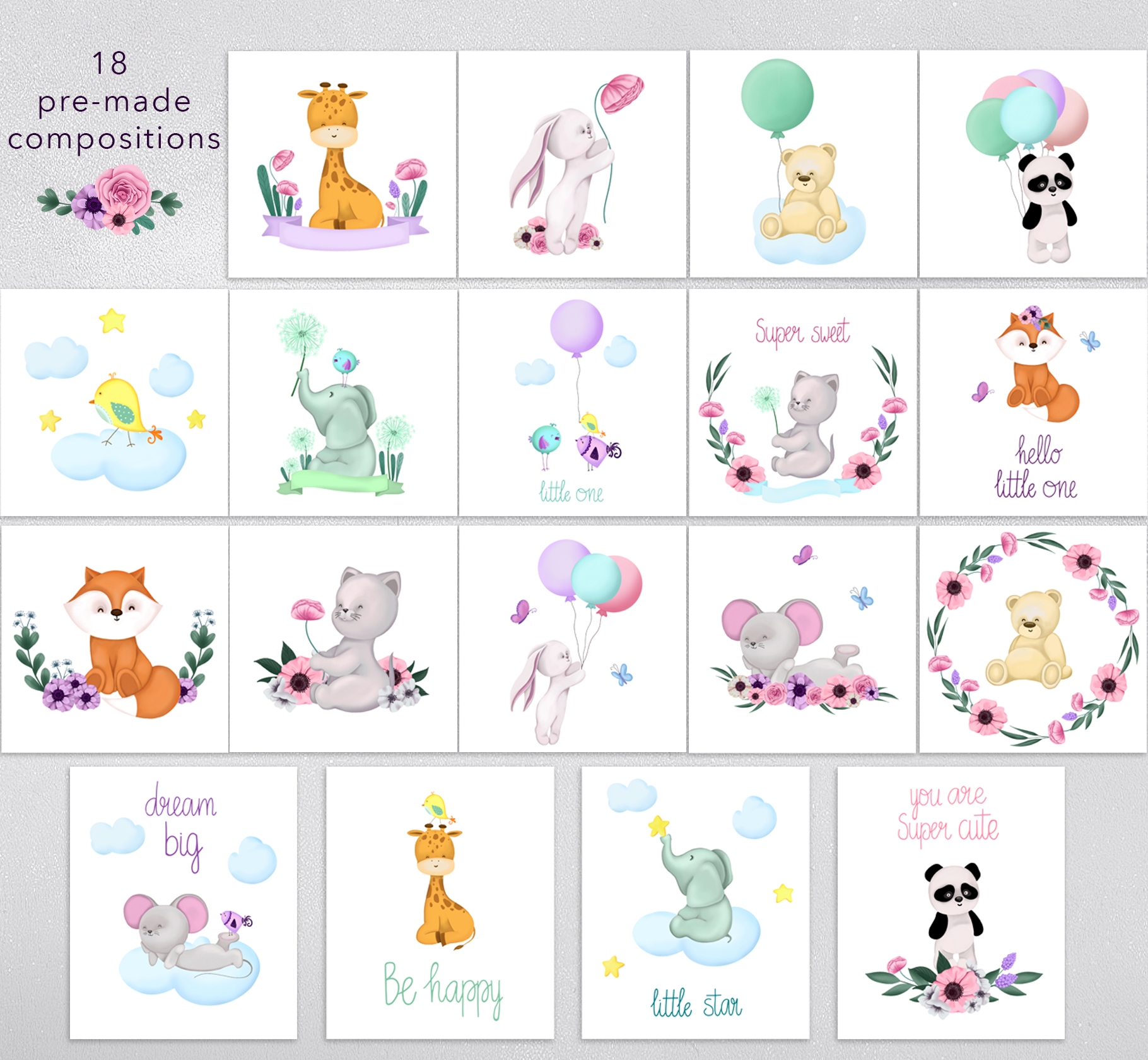 SUPER CUTE collection (245610) | Illustrations | Design Bundles