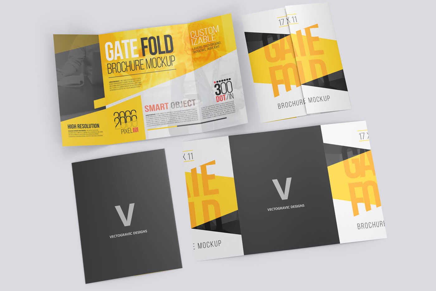 17x11 GATE FOLD BROCHURE MOCKUPS