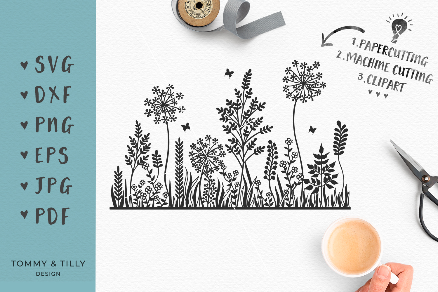 Meadow - SVG EPS DXF PNG PDF JPG Cutting File (104481) | SVGs | Design ...