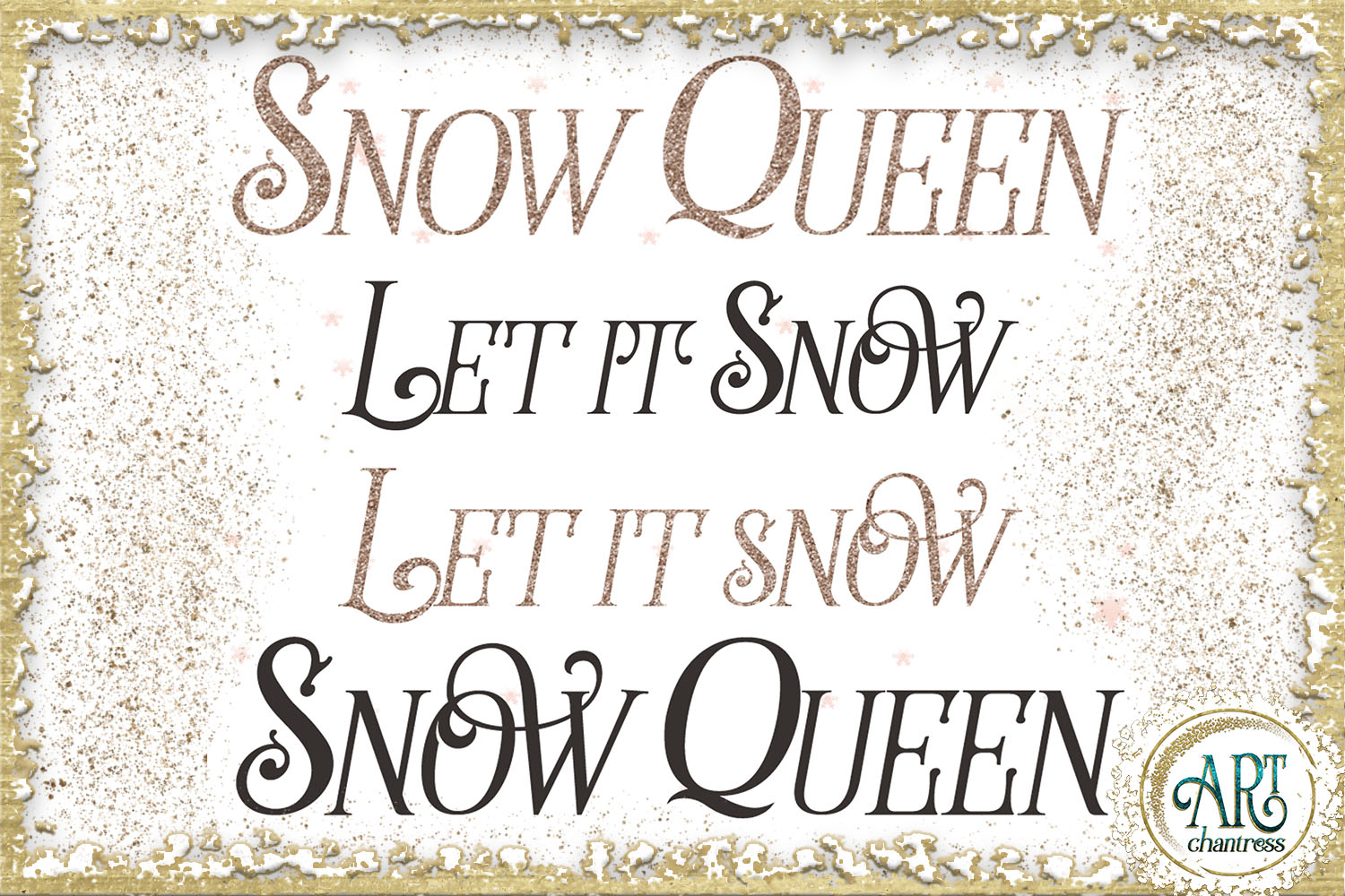 Christmas Snow Queen in Rose Gold Glitter and Pink 21 PNG