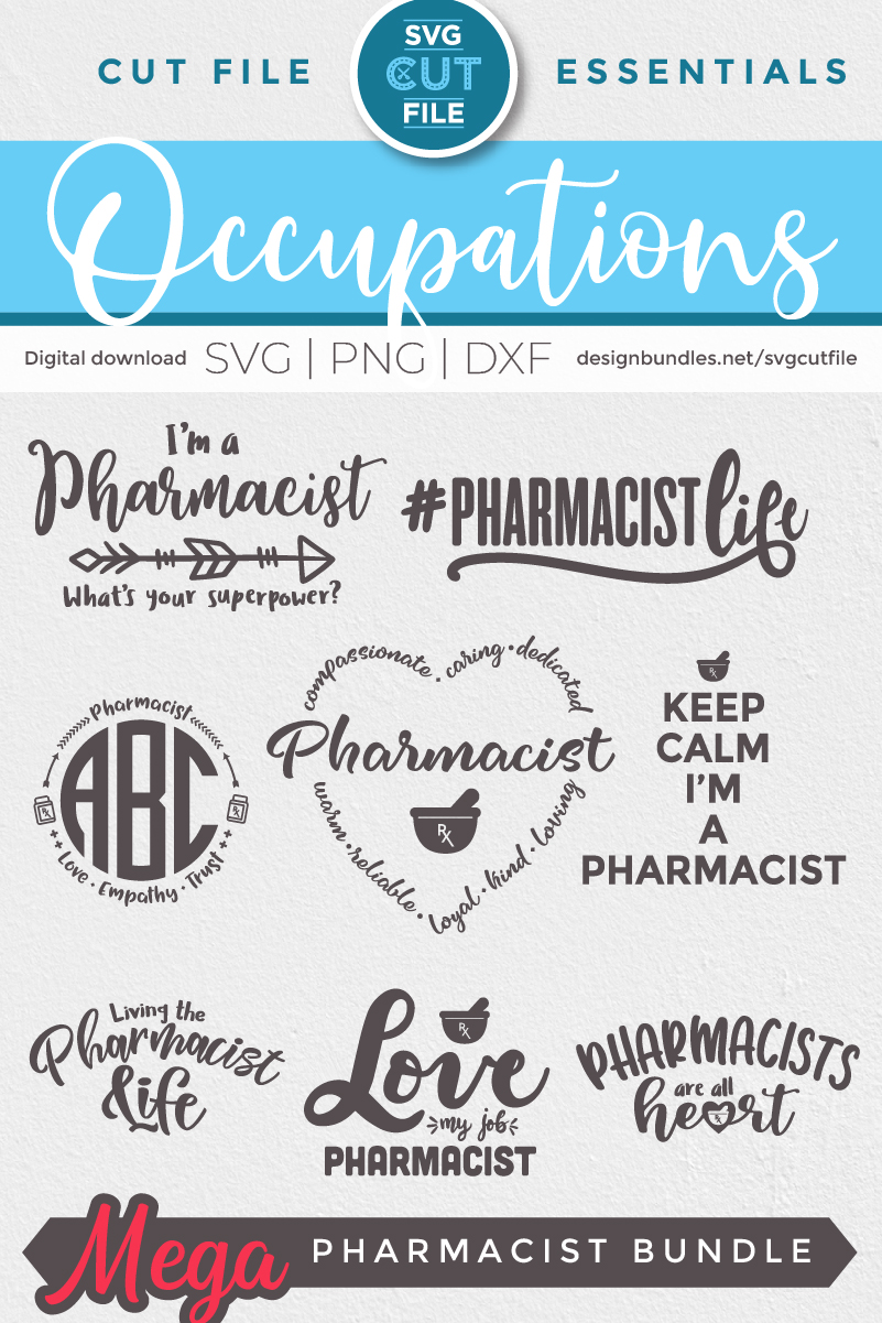 Pharmacist svg bundle - 8 pharmacy svg files for crafters