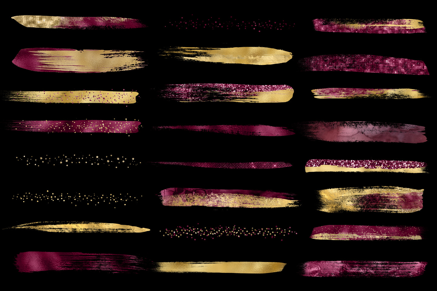 Burgundy and Gold Brush Strokes Clipart