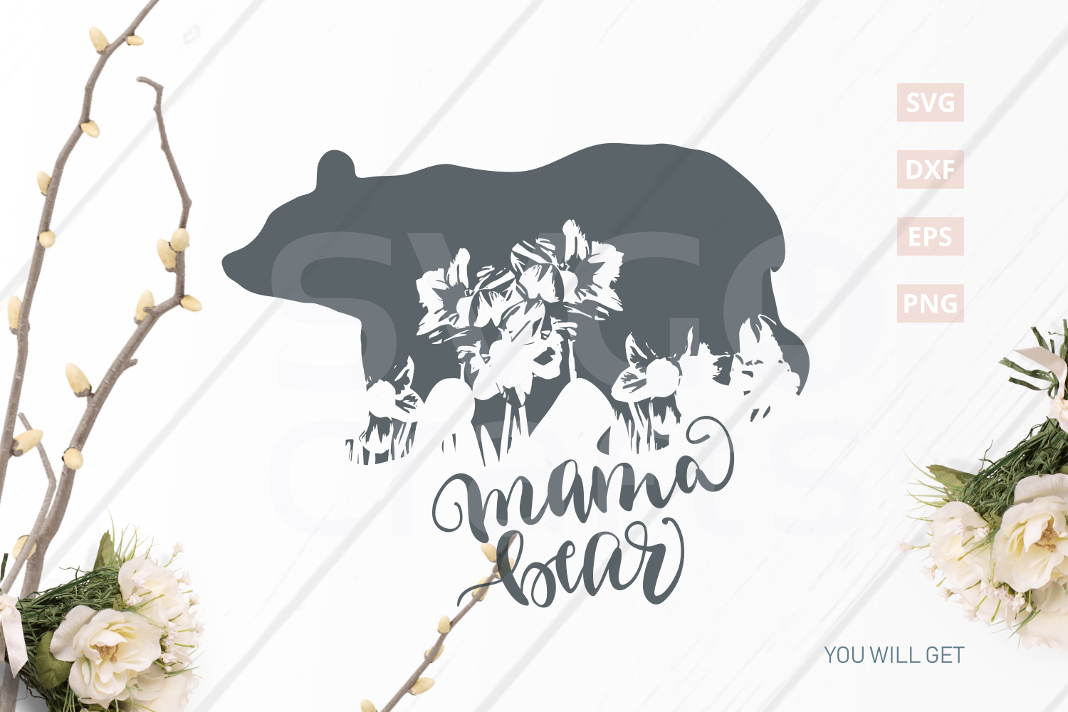 Mama Bear SVG Cut File|SVG |DXF |EPS |PNG