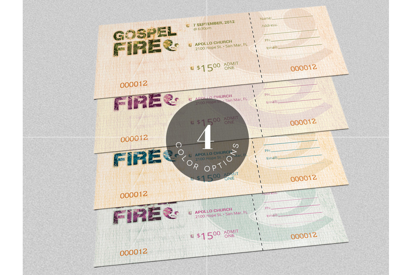 Gospel Fire Ticket Template (4339) | Card Making | Design Bundles