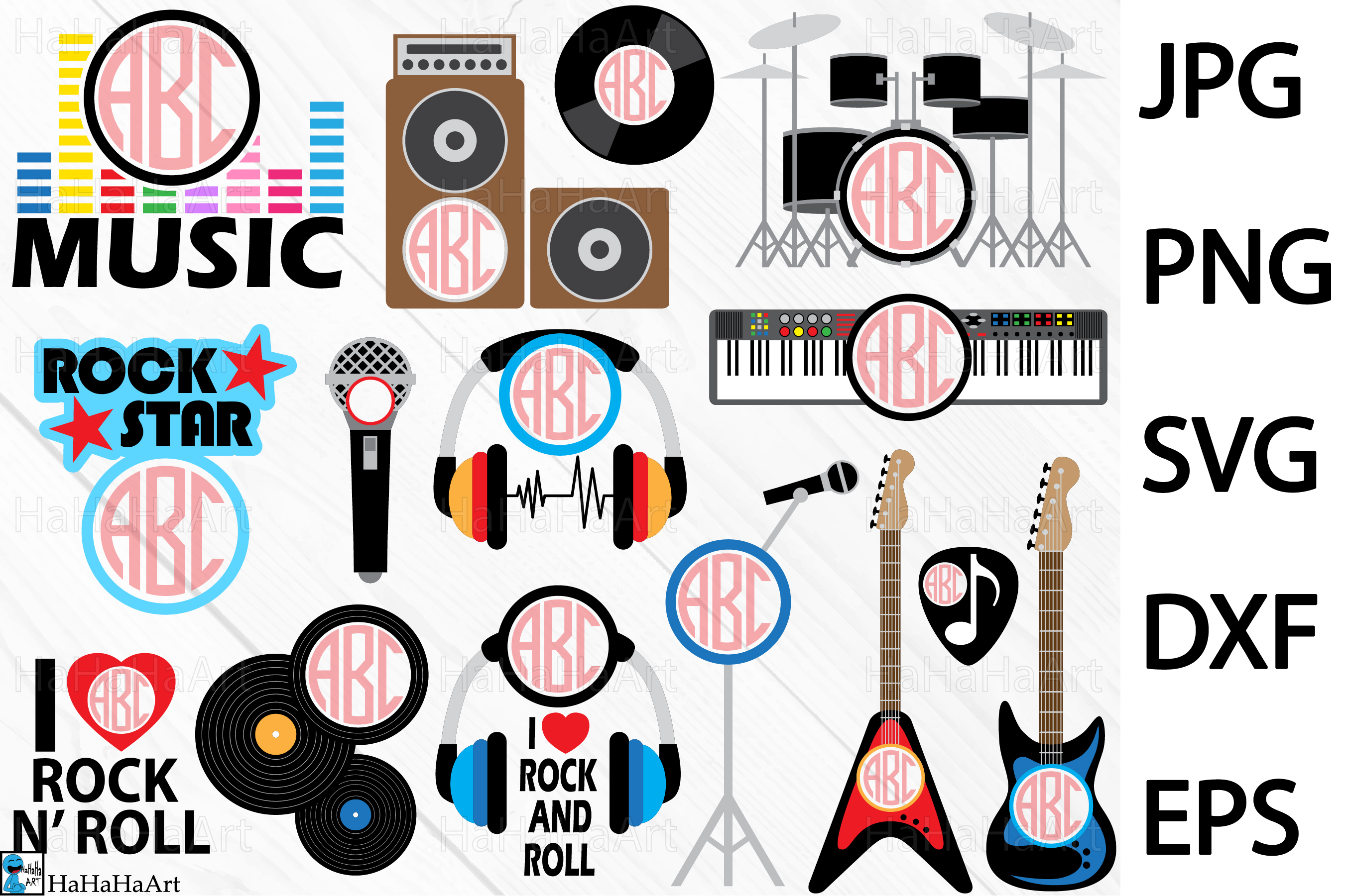 Circle Rock And Roll - Clip art / Cutting Files 166c