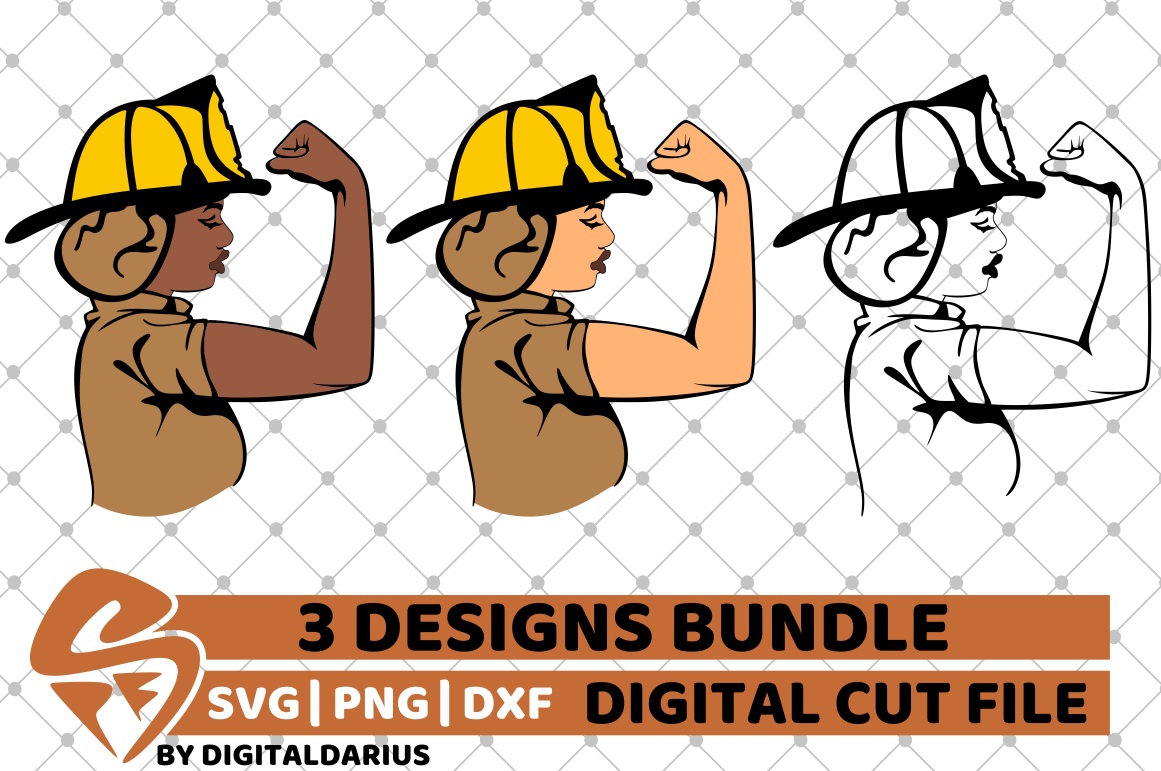 3x Firefighter Strong Woman Bundle svg, Fireman, Black Girl
