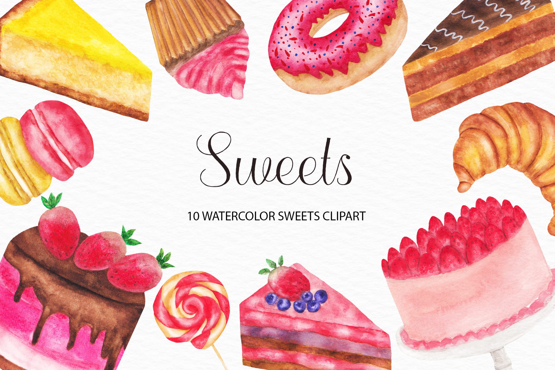 Watercolor Sweets Illustration, Sweet Clipart