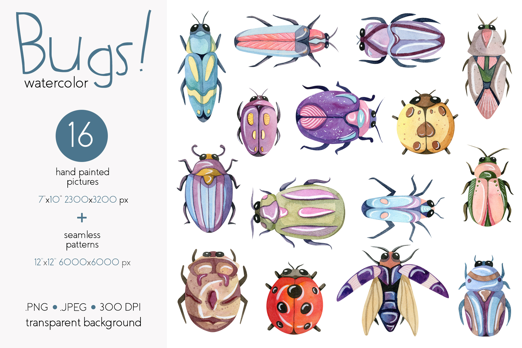 Watercolor Bugs Insects Collection (198020) | Illustrations | Design ...
