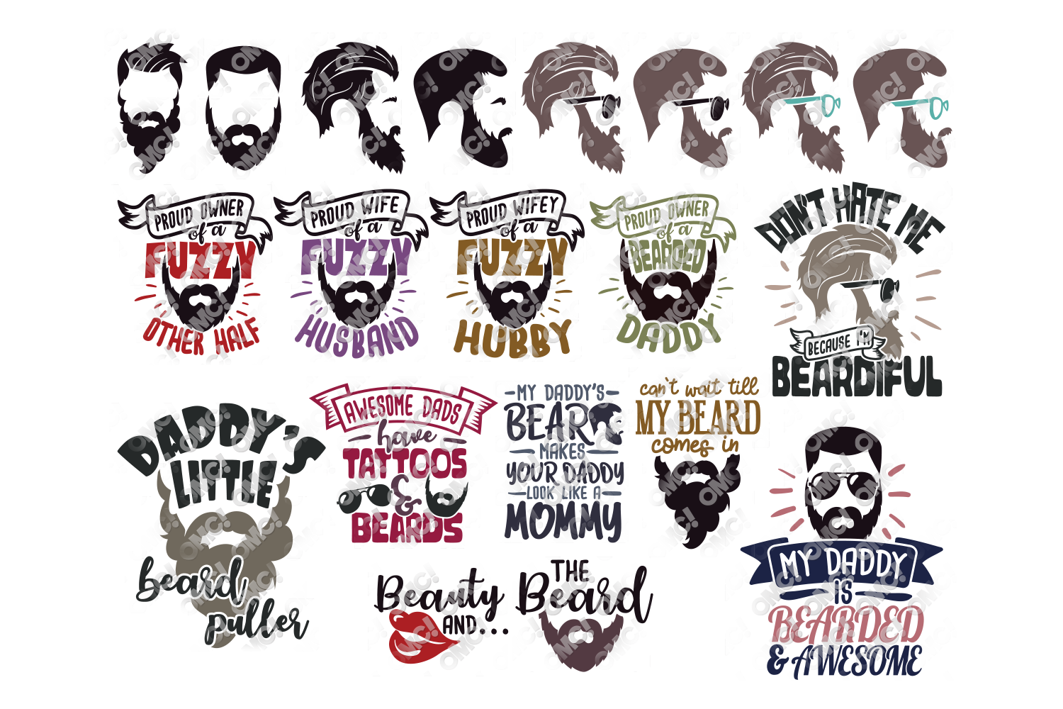 Beard SVG File Bundle in SVG, EPS, PNG, DXF, JPG