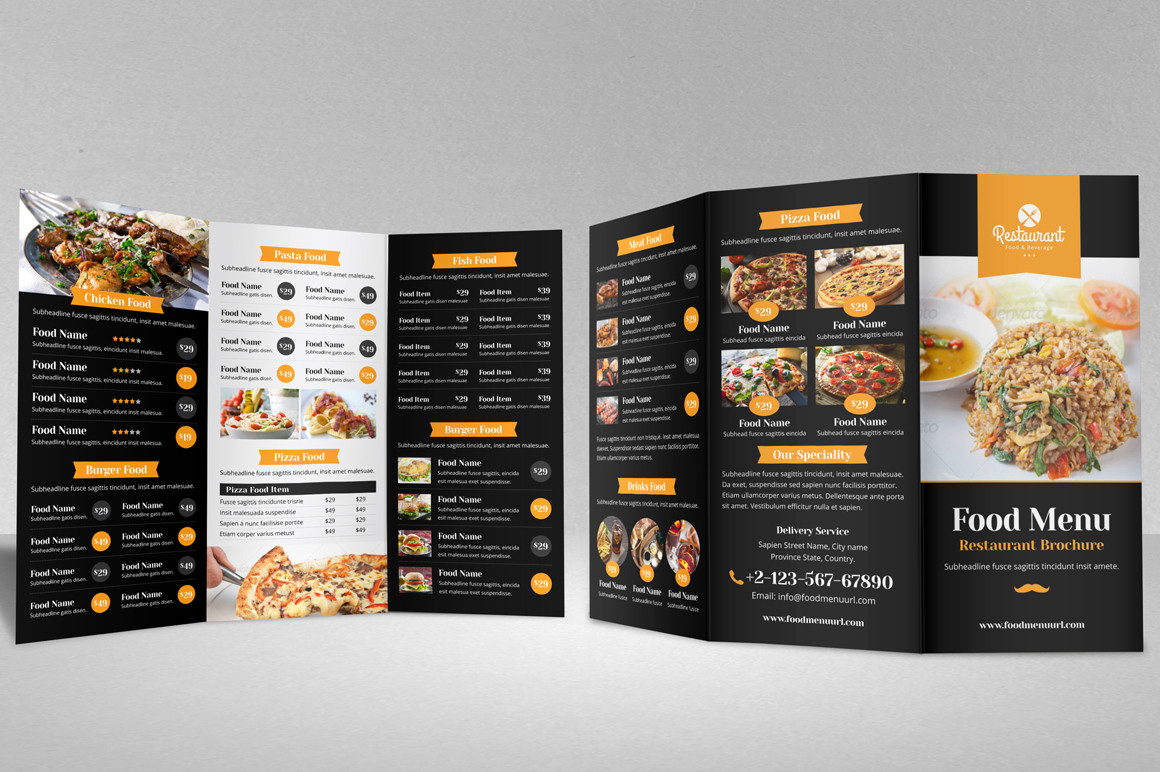 Food Menu Bifold-Trifold Brochure