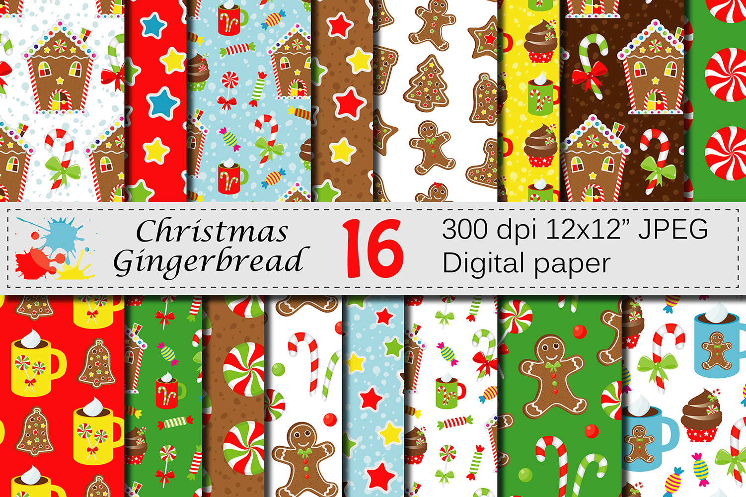 Christmas Gingerbread Digital Paper Set