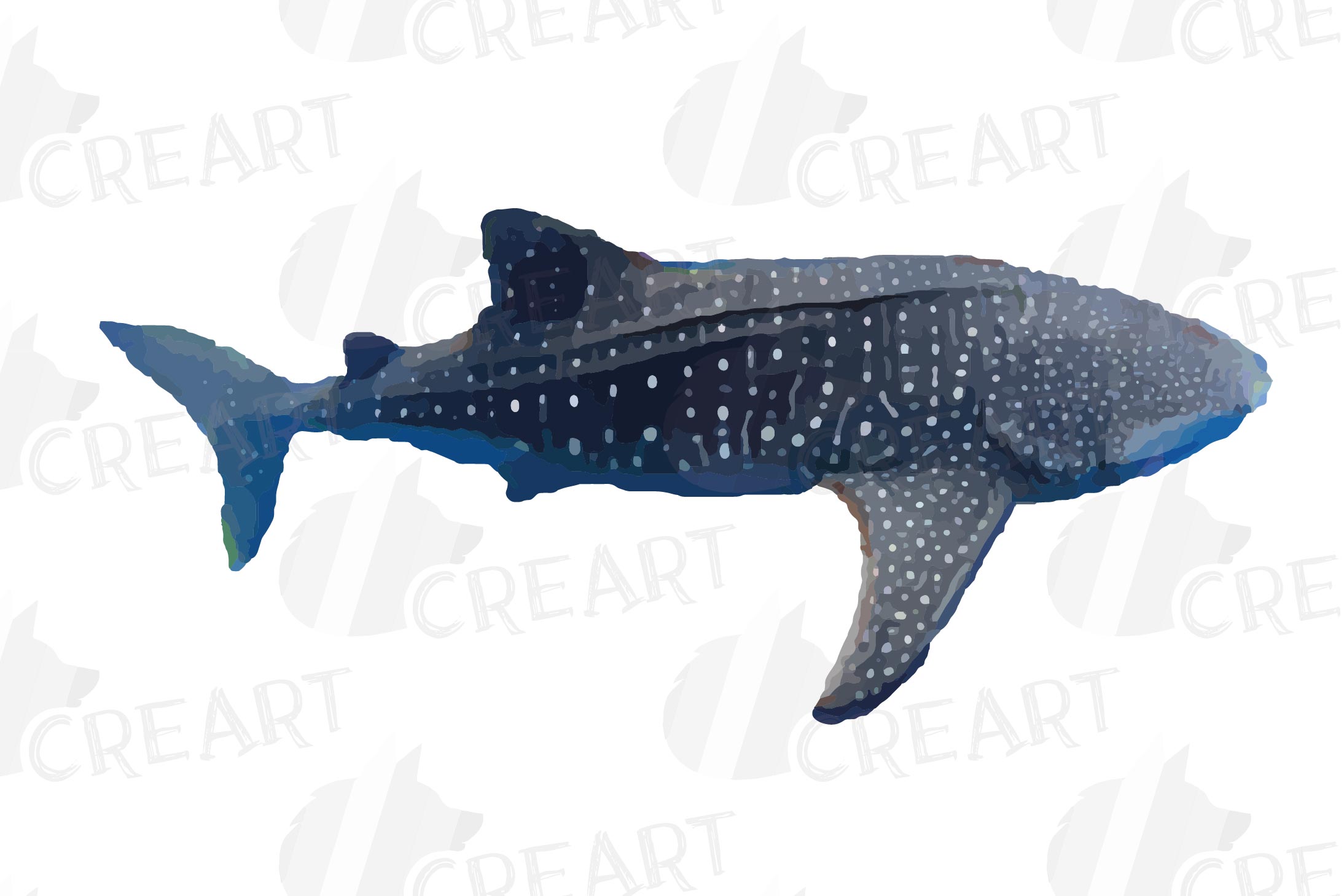 Watercolor whale shark clip art pack, colorful whale shark (220827 ...