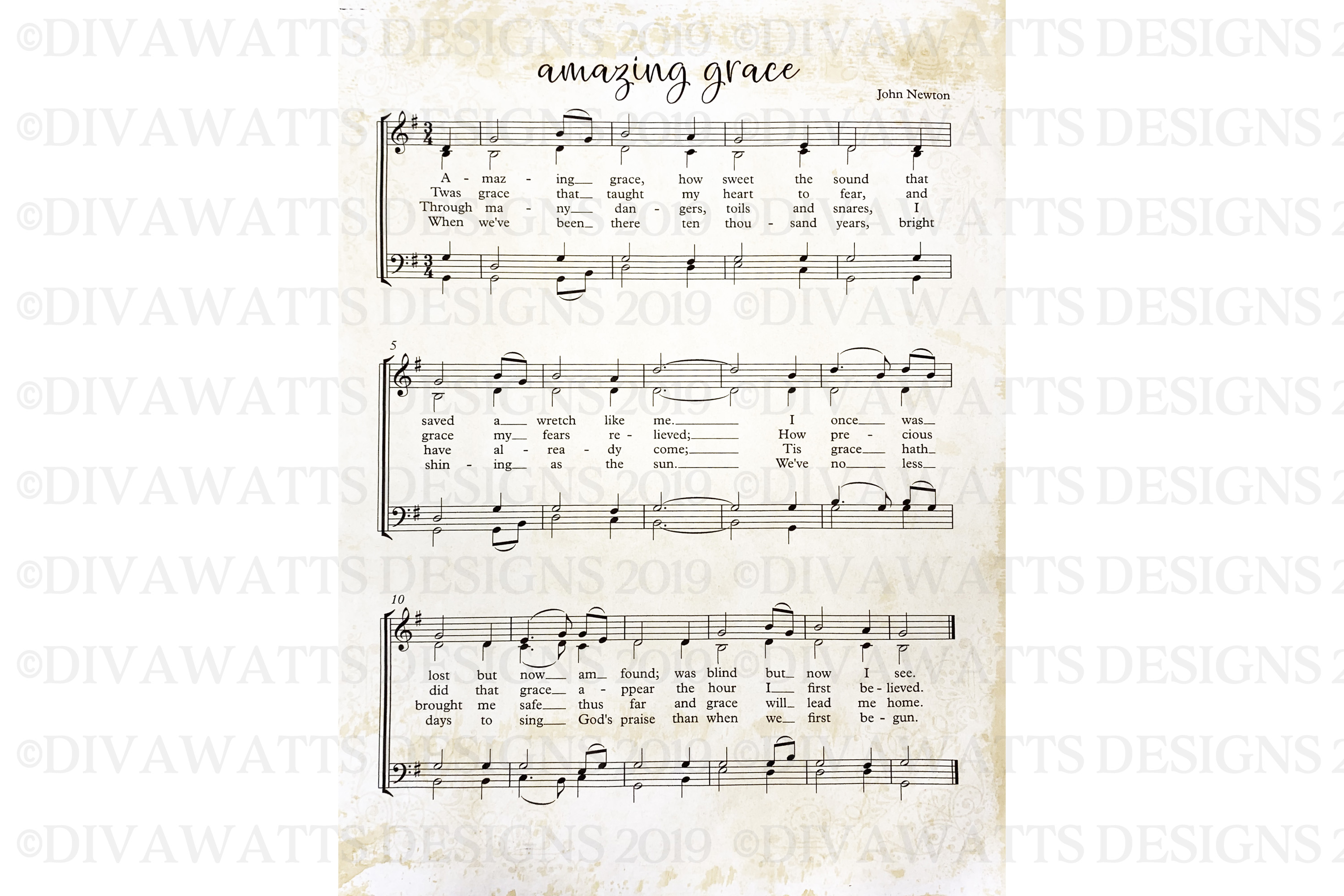 Printable - Set of 3 Christian Hymn Sheet Music Songs Art