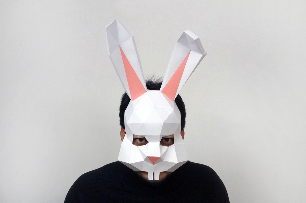 DIY Easter Bunny Mask - 3d papercraft (46635) | Printables | Design Bundles