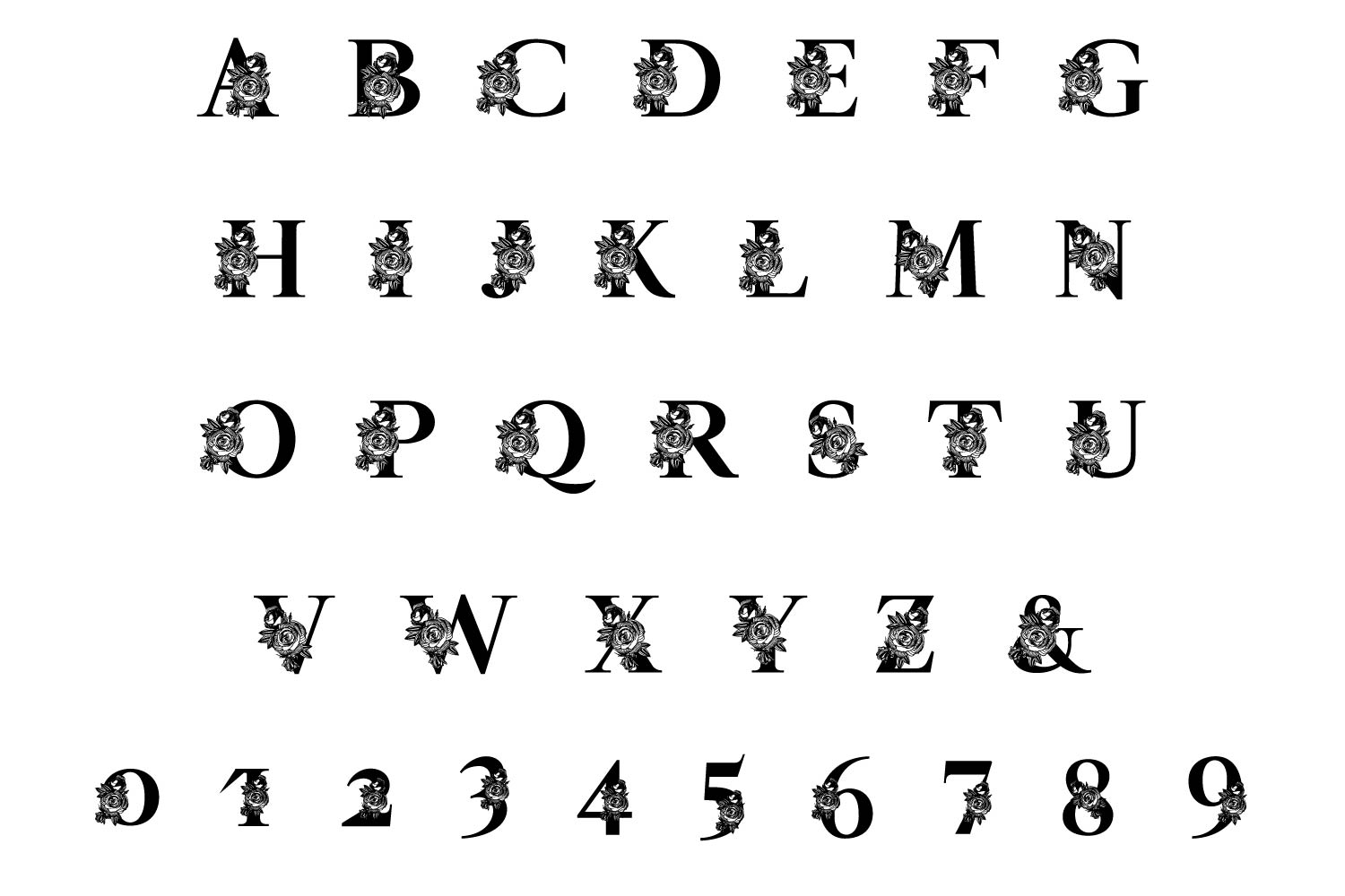 A to Z Roses Alphabet Letters Svg Cut Files Bundle (235814) | Cut Files ...