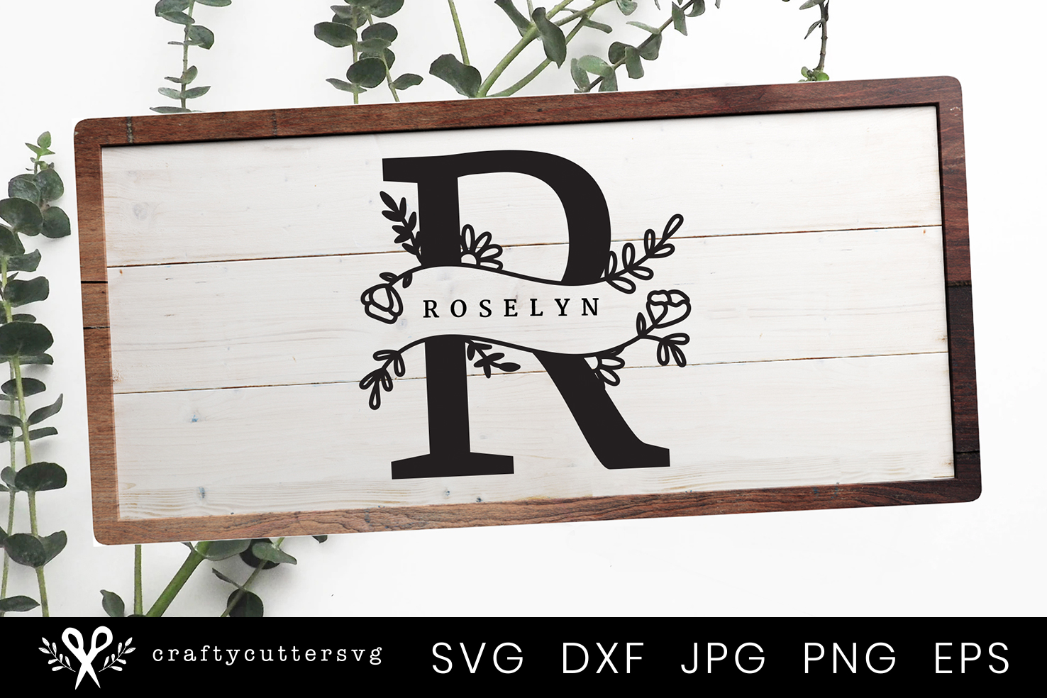 R Split Monogram Letter Handdrawn Botanical Flower Leaves (356975 ...