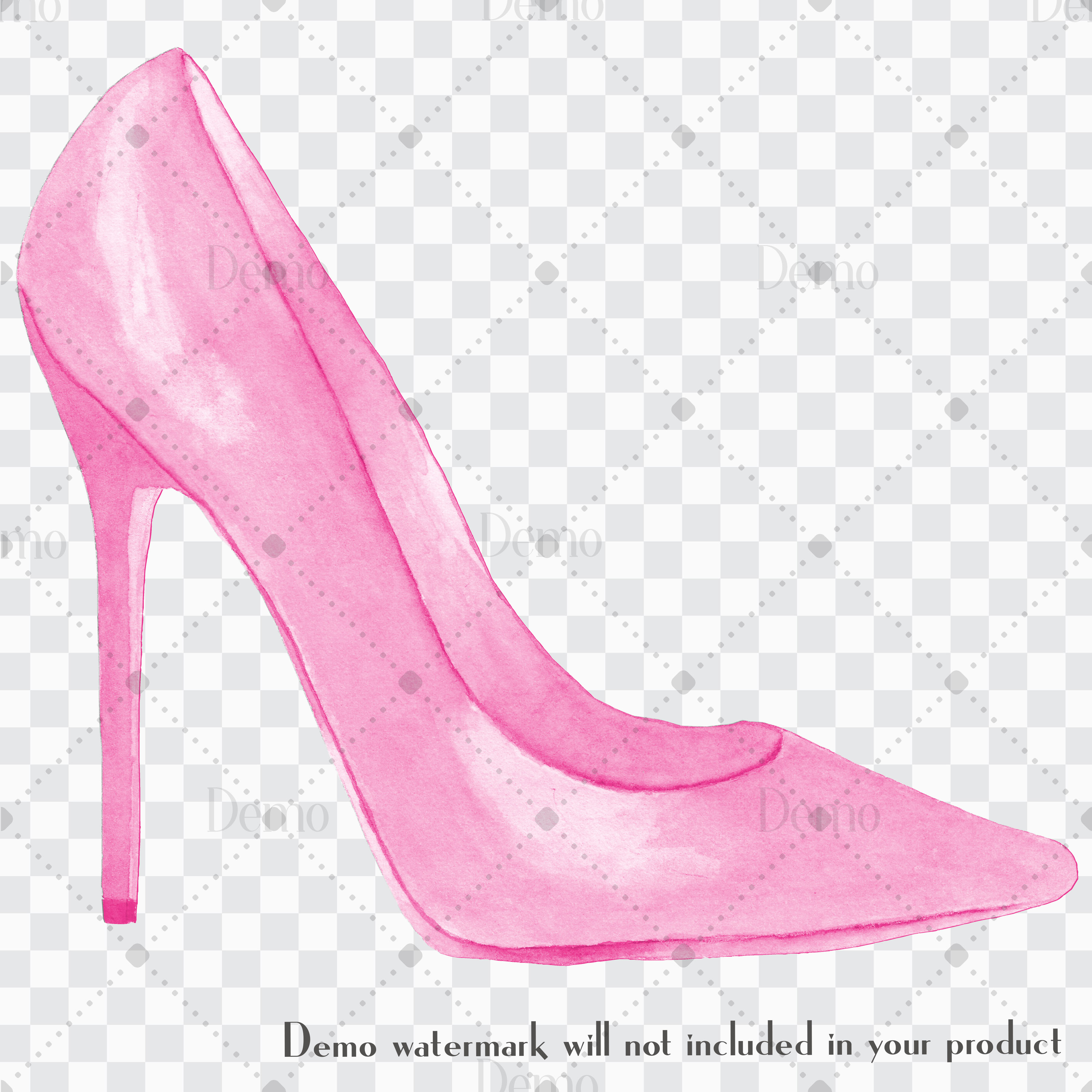 100 Hand Painted Watercolor Shiny High Heels Clip Arts