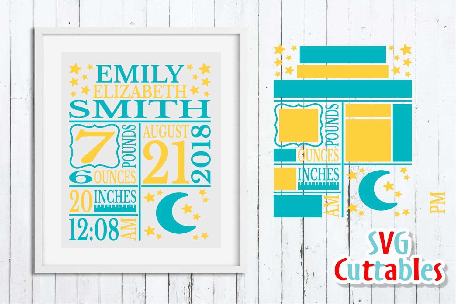 Baby Birth Announcement Template SVG Cut File