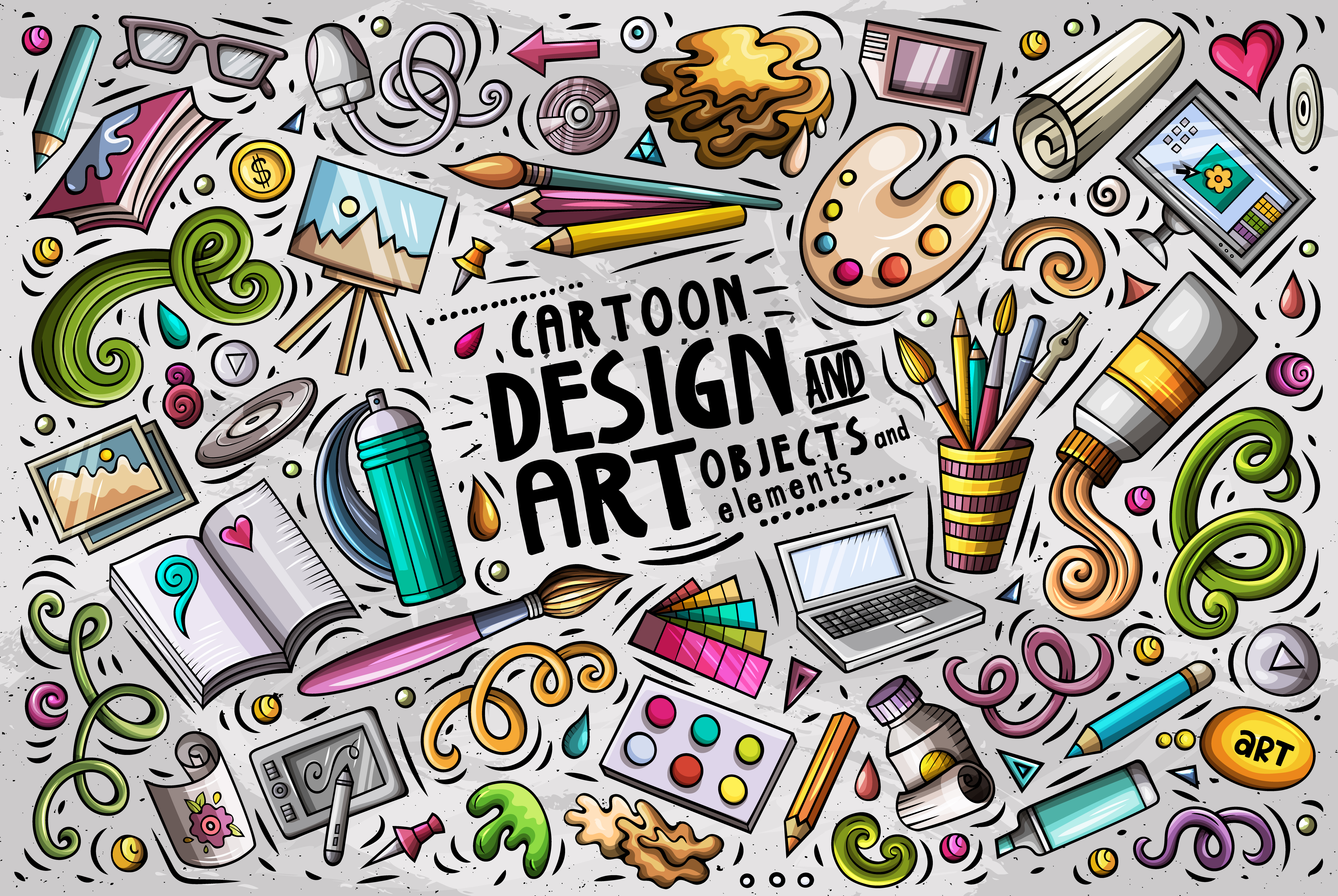Design & Art Cartoon Objects Set