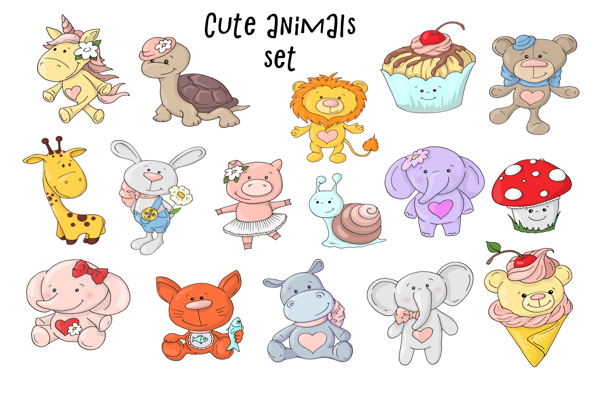 Cartoon Animals (125679) | Illustrations | Design Bundles